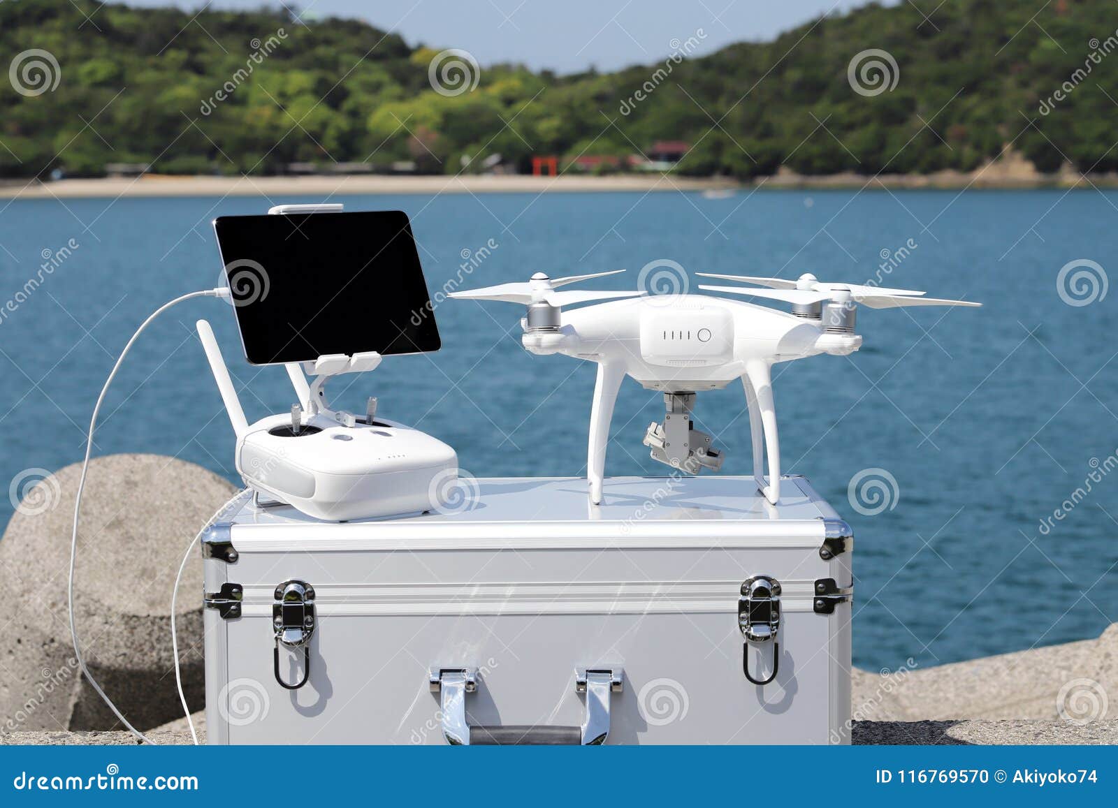 White Drone before the Flight Stock Photo - Image of aileron, antenna ...