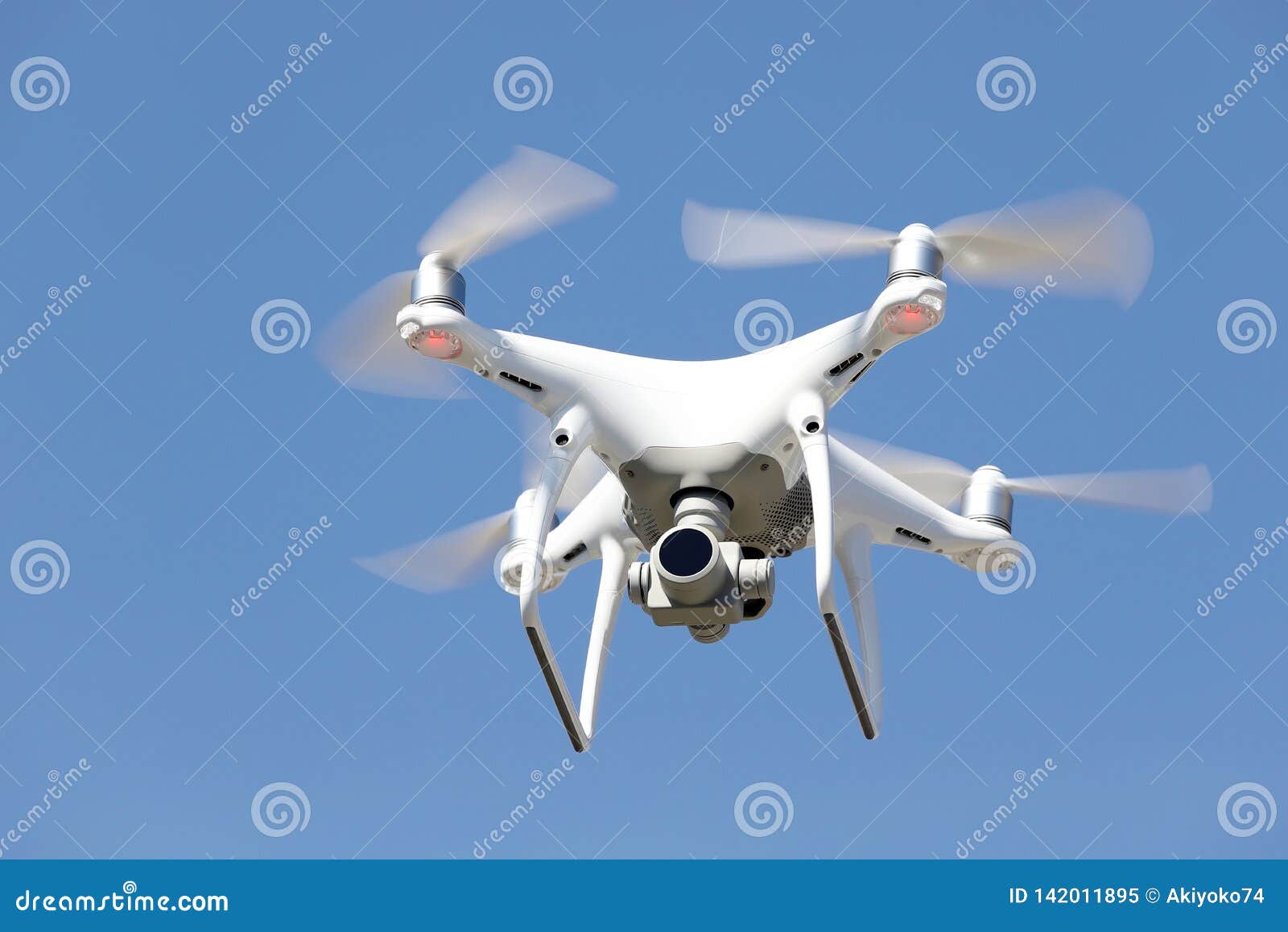 White Drone Flying in Air and Blue Sky Stock Image - Image of plane ...