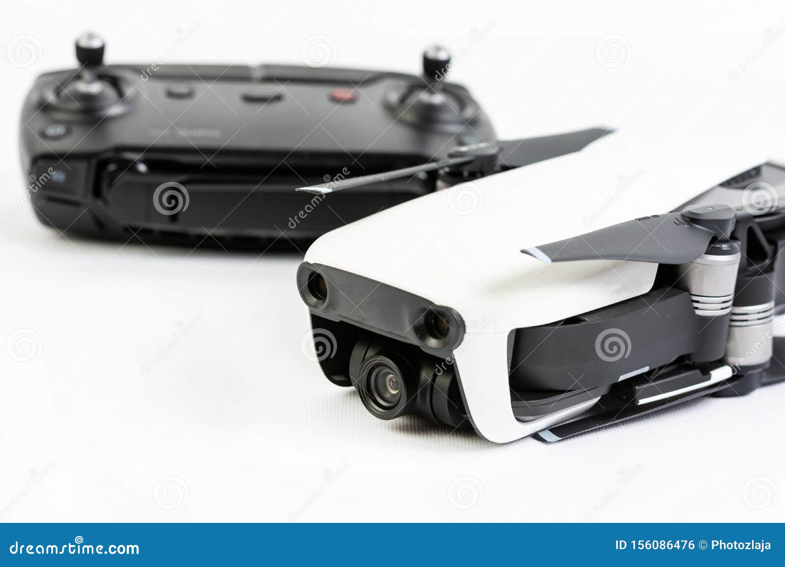 White Drone Plane with Drone Controler Isolated Above White Background ...