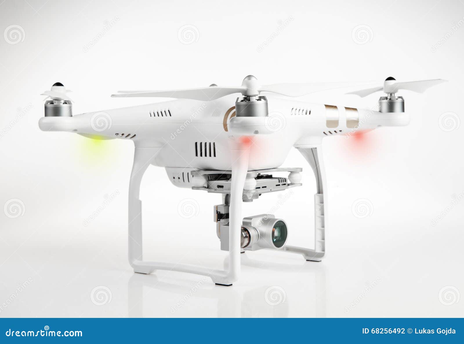 White Drone Quad Copter with 4K Digital Camera. Stock Photo - Image of ...