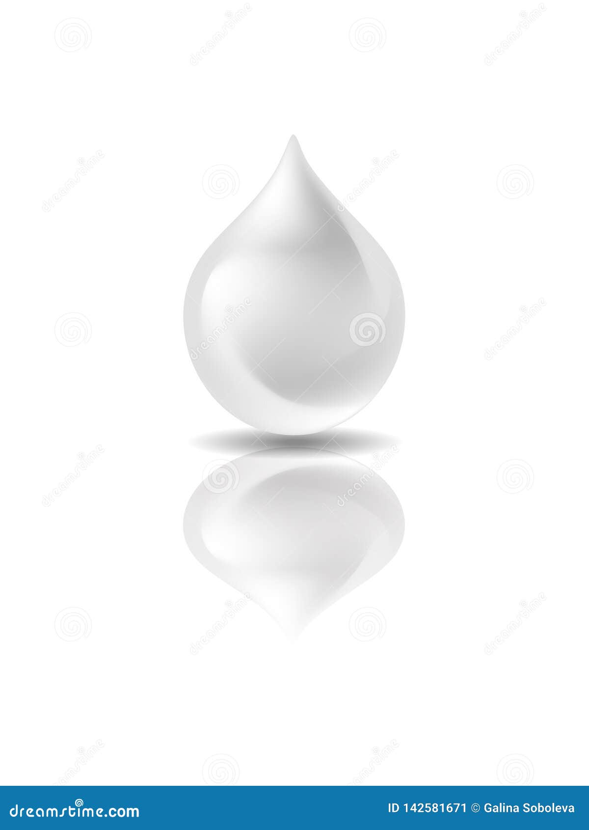 White Drop on a White Background. 3D, Isolate Stock Illustration ...