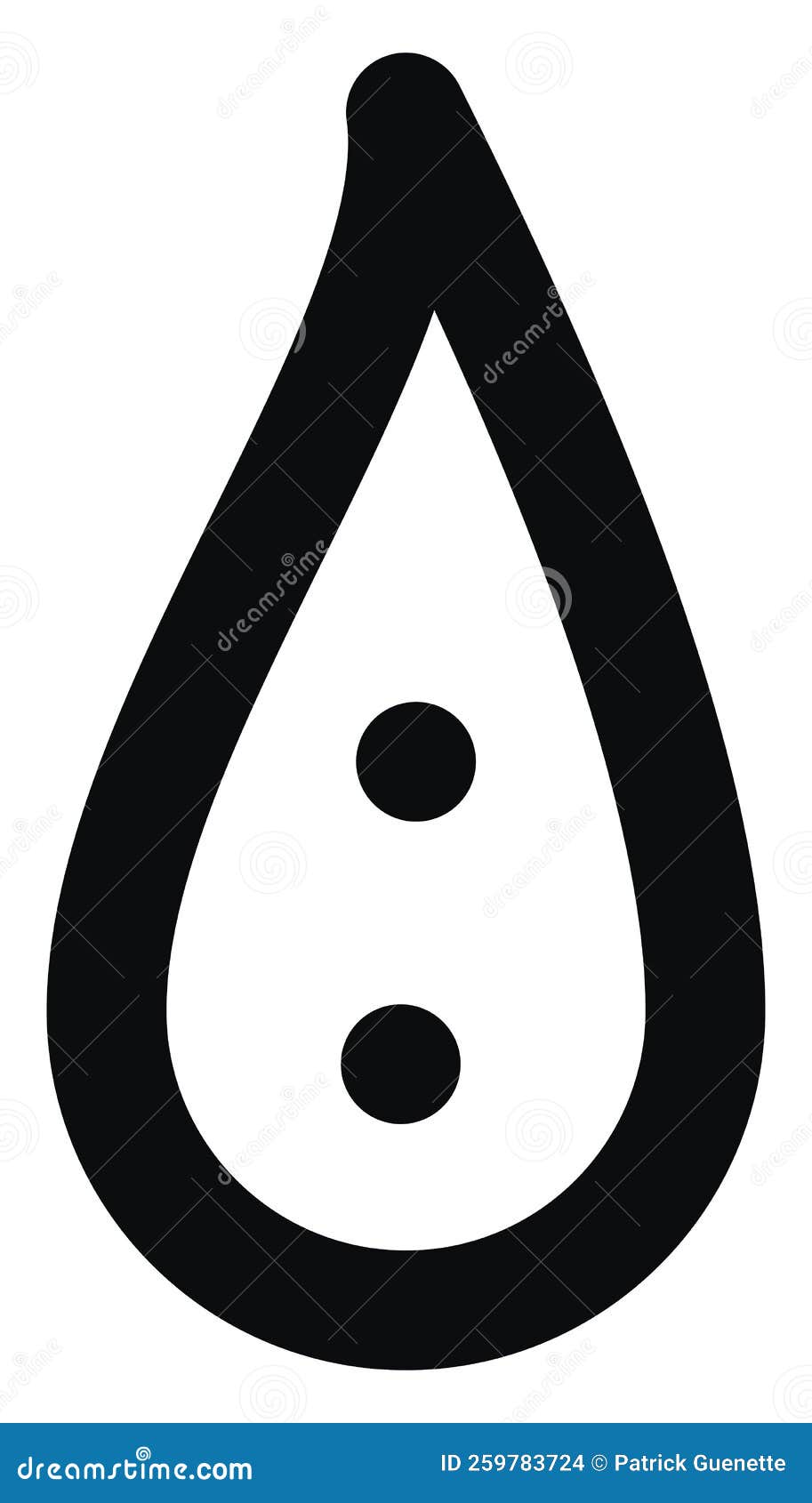 White Drop with Two Vertically Aligned Black Dots Inside of it, Icon ...
