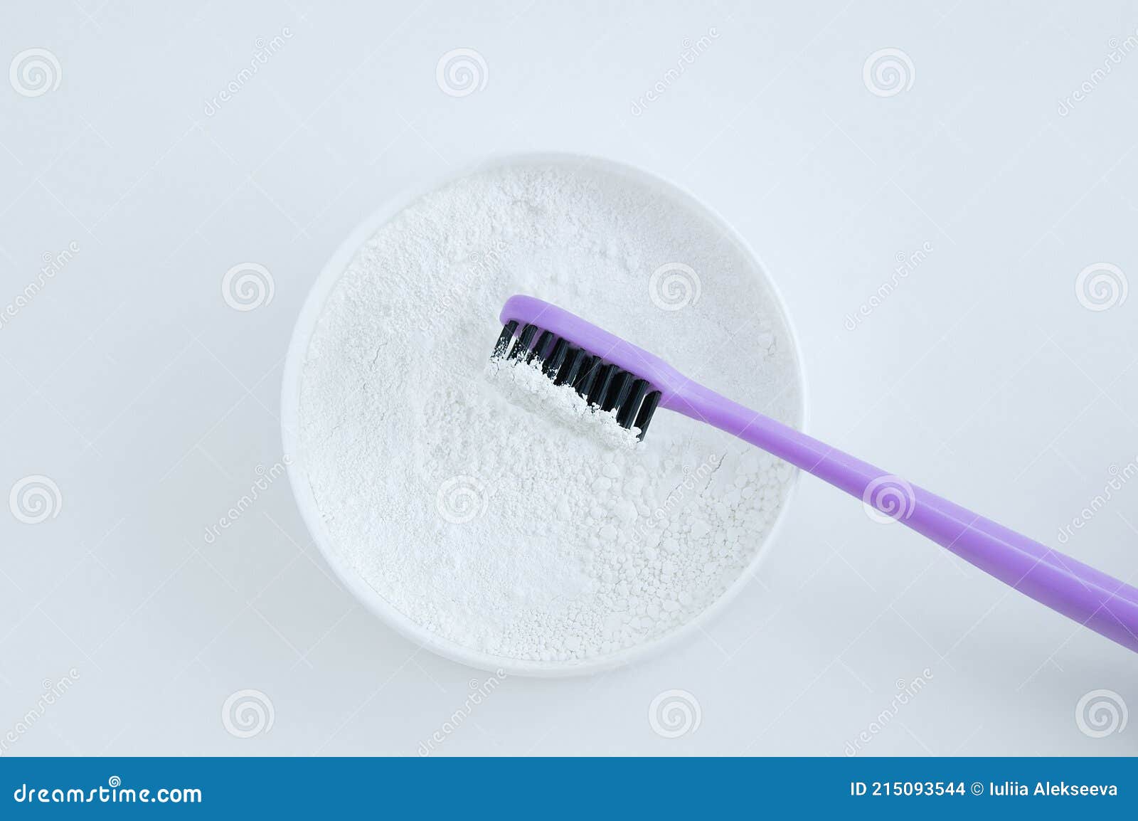 White Dry Tooth Powder and Toothbrush on White Background Stock Photo ...