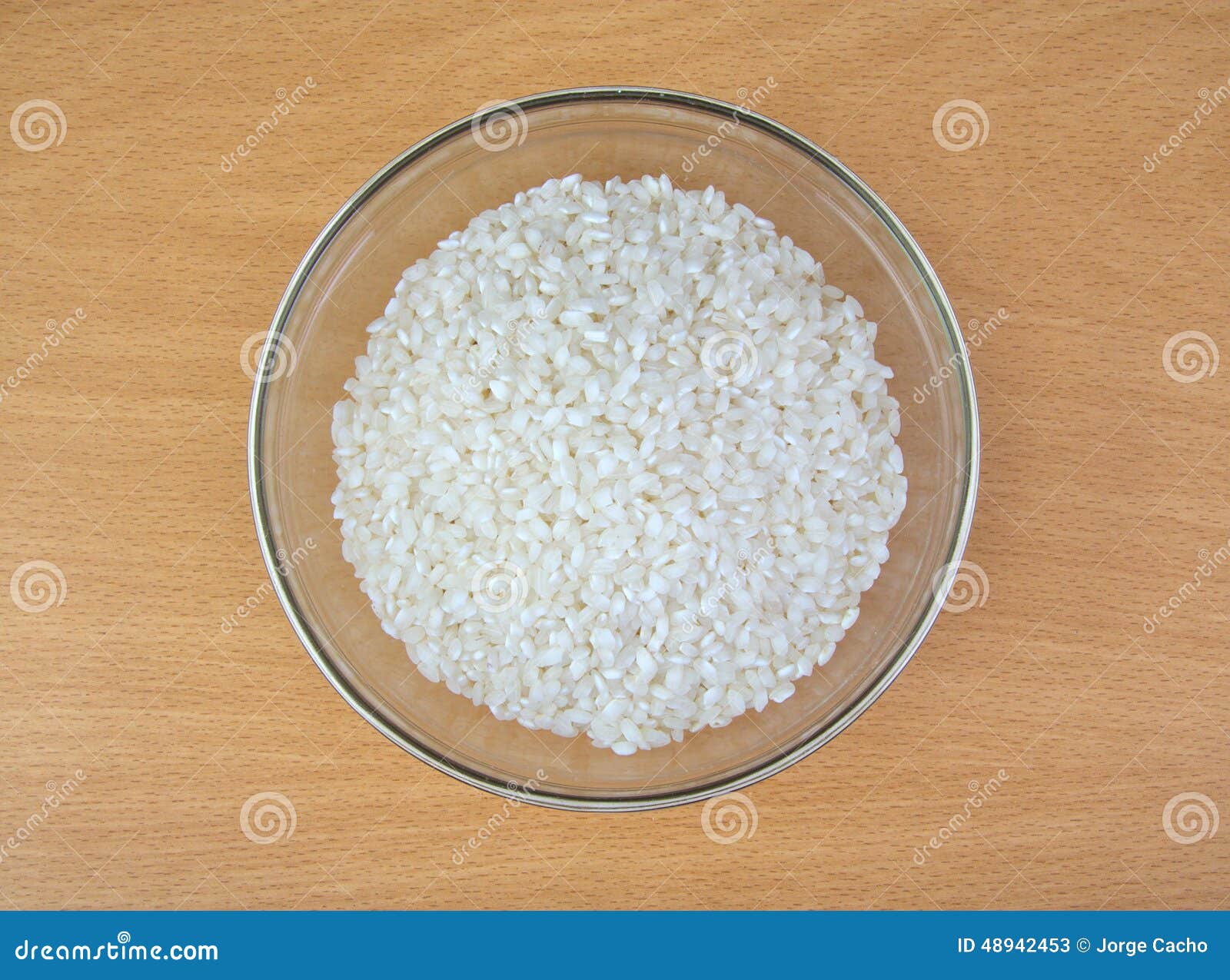 White Dry Uncooked Rice in Bowl on Wooden Stock Image - Image of heap ...