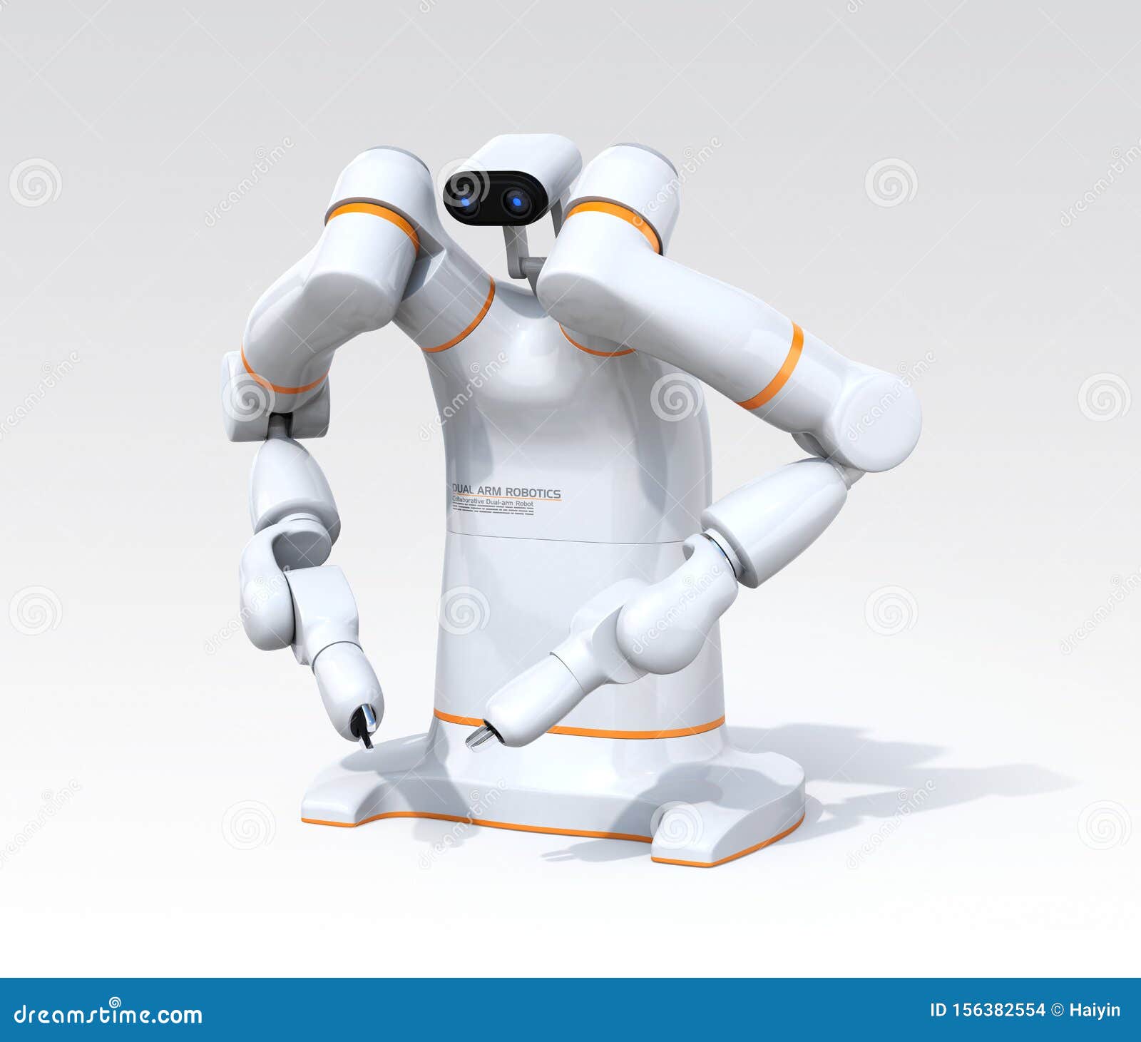 White Dual-arm Robot on Gradient Background Stock Illustration ...