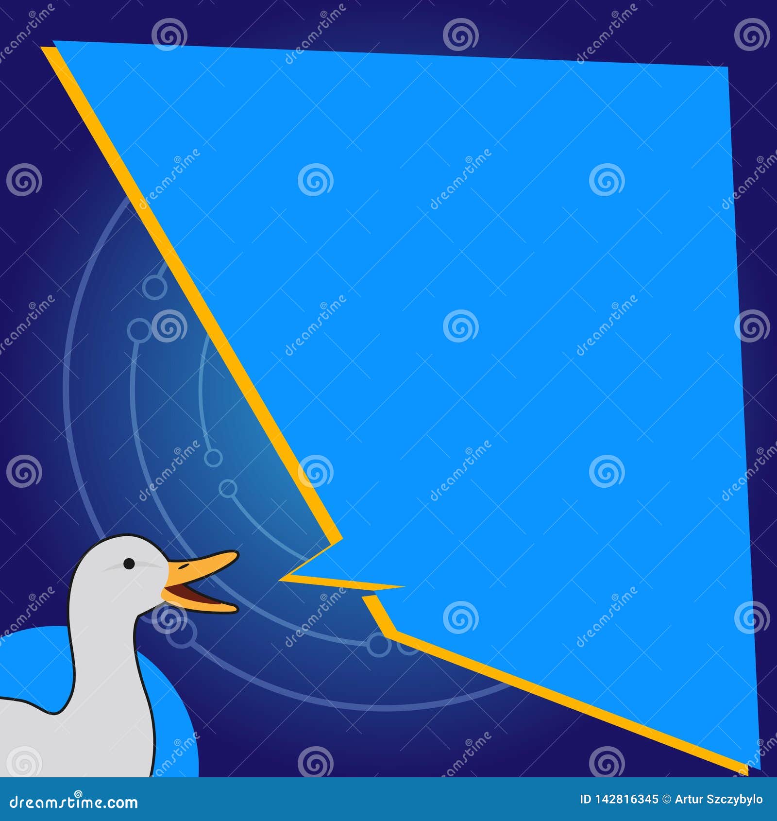 White Duck Talking with Uneven Shape Speech Bubble. Illustration of ...