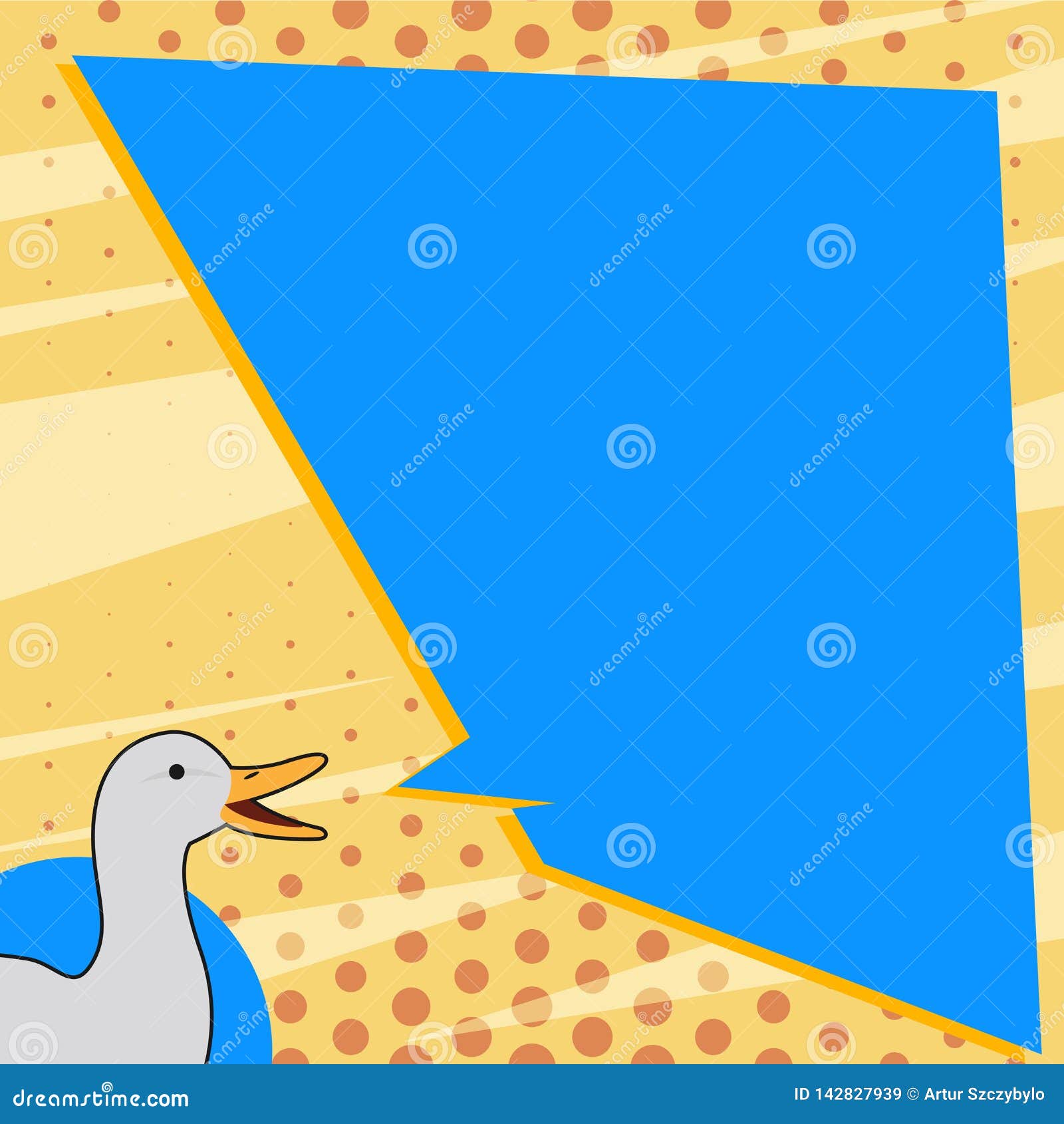 White Duck Talking with Uneven Shape Speech Bubble. Illustration of ...