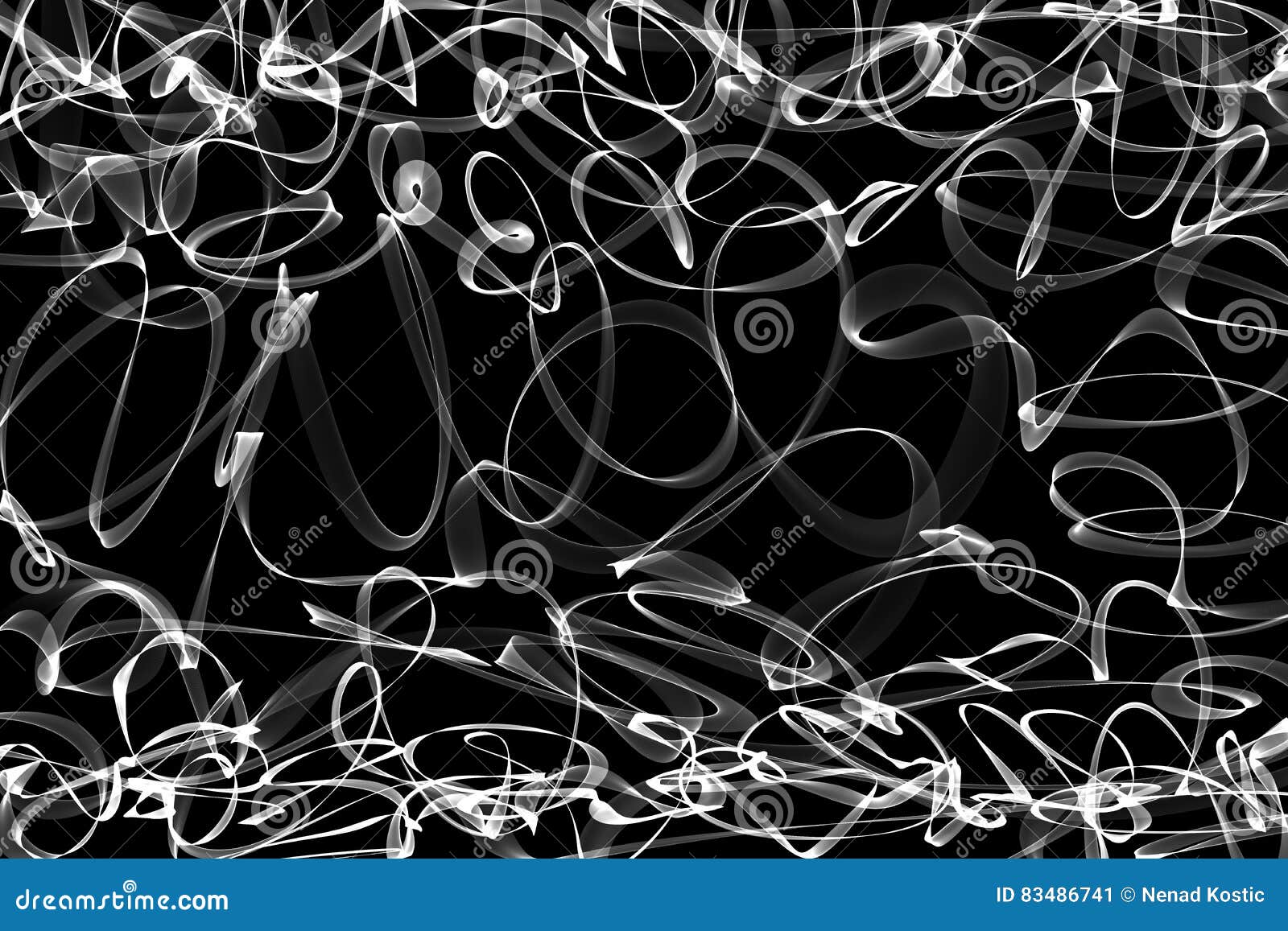 White Dynamic Abstract Strokes on Black Background Stock Illustration ...