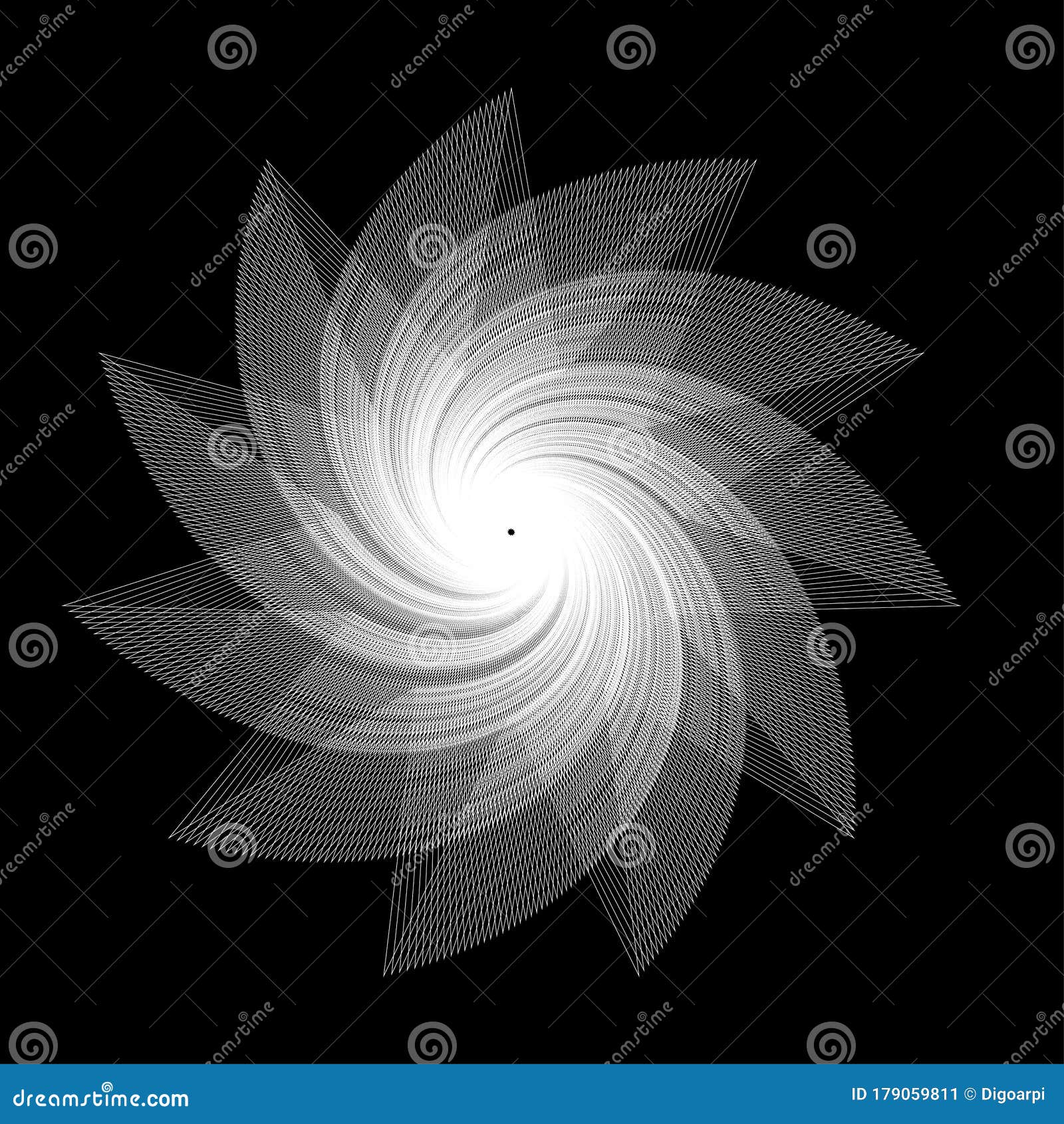 White Dynamic Geometry Spiral Shape on Black Background Stock Vector ...
