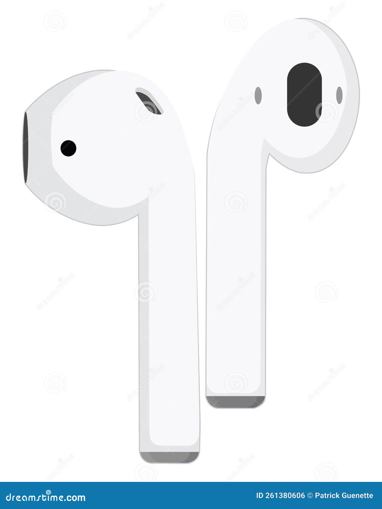 White earbuds, icon stock vector. Illustration of white - 261380606