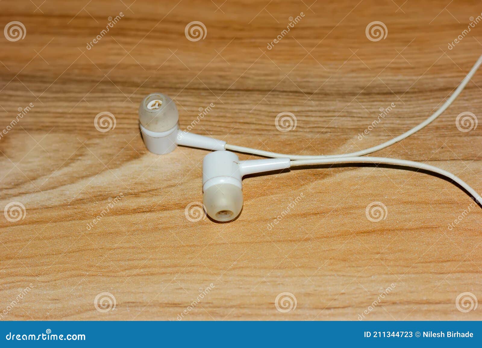 White Earphones on a Table Background Stock Image - Image of culture ...