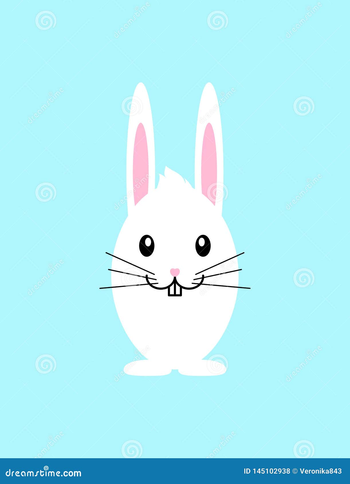White Easter Bunny on Blue Background Stock Vector - Illustration of ...