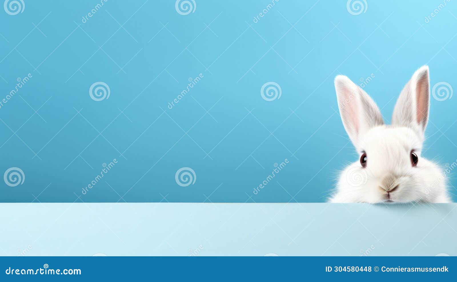 White Easter Bunny on Blue Background Stock Illustration - Illustration ...