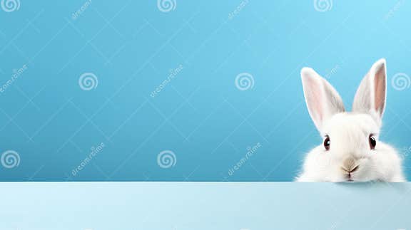 White Easter Bunny on Blue Background Stock Illustration - Illustration ...