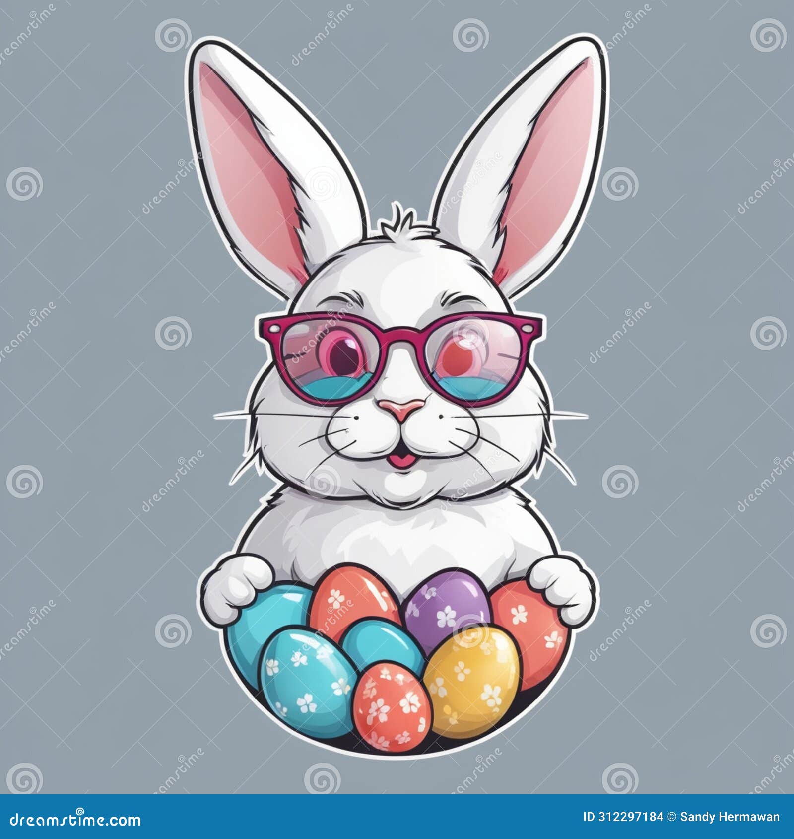 White Easter Bunny Holding Easter Eggs Stock Photo - Image of discovery ...