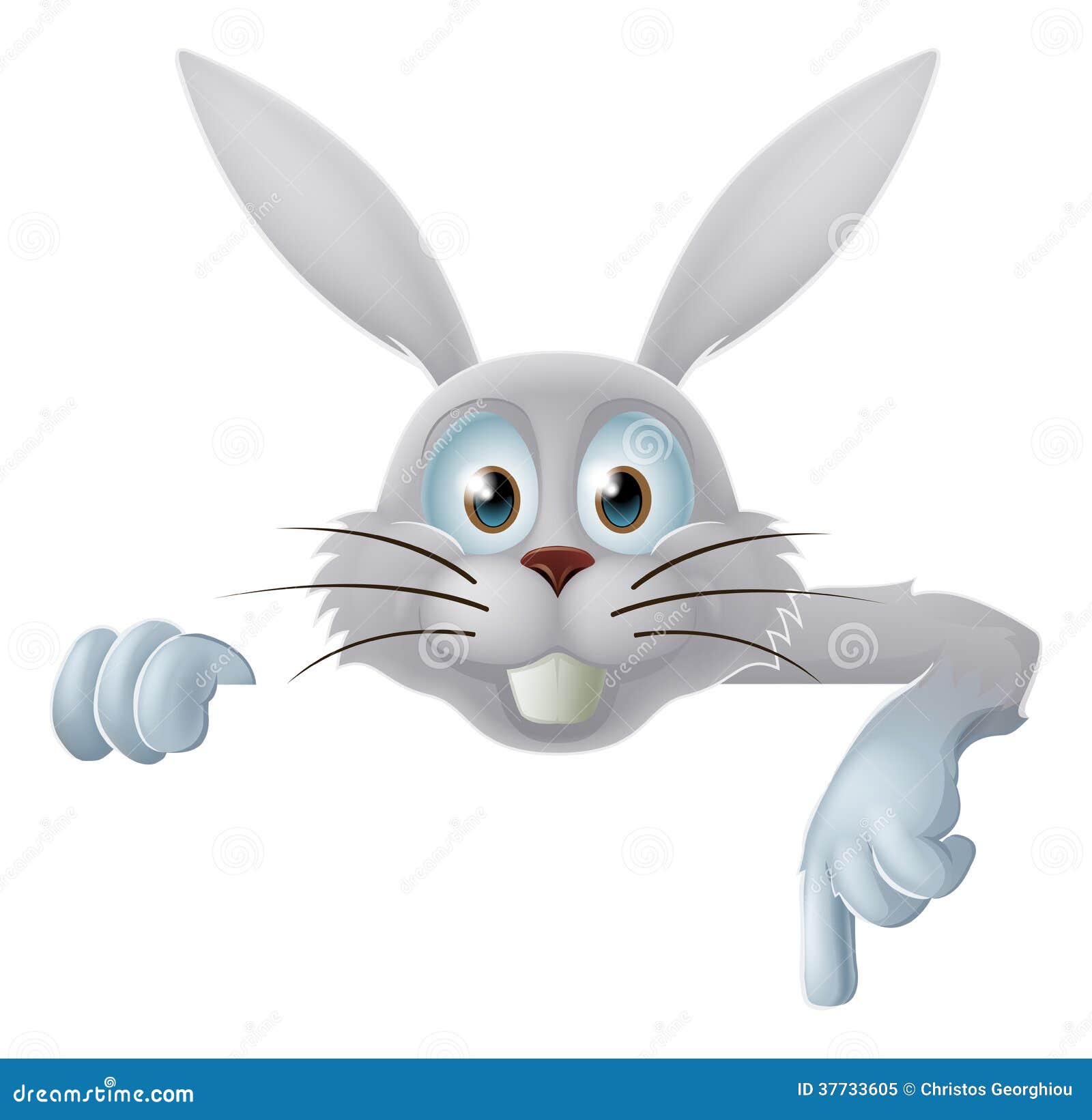 White Easter Bunny Pointing Down Stock Vector - Illustration of board ...