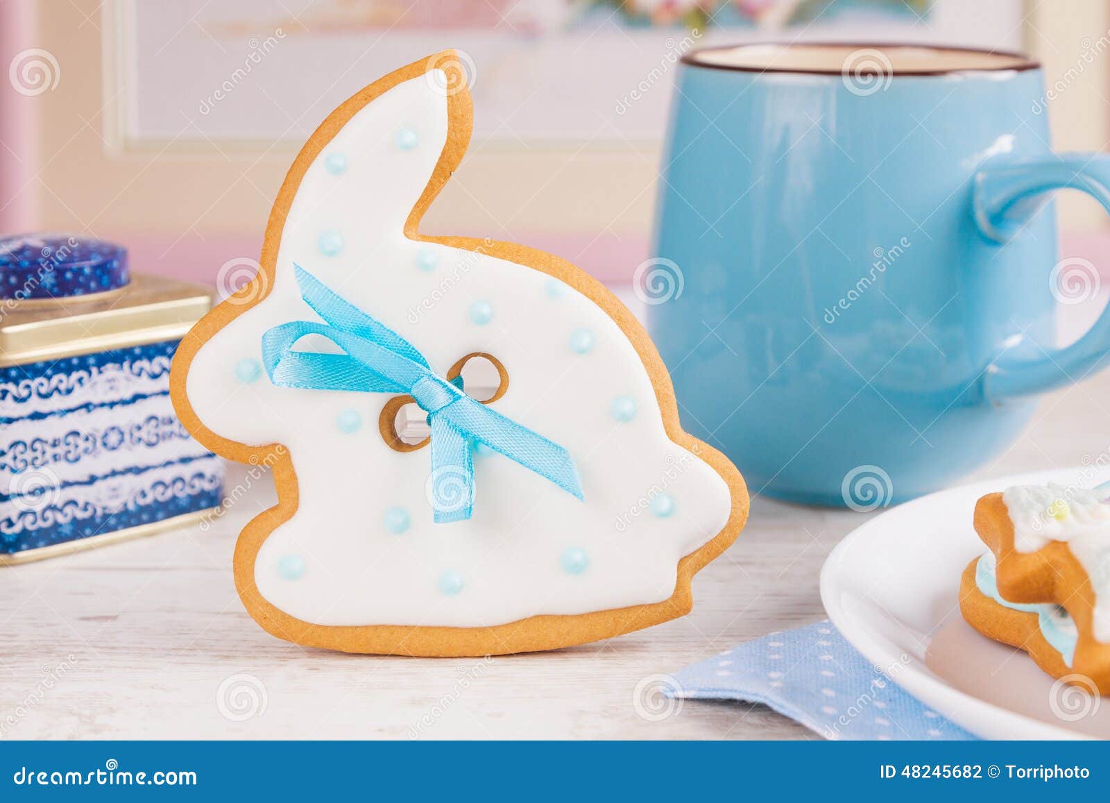 White Easter Bunny Rabbit Gingerbread Cookie Stock Photo - Image of ...