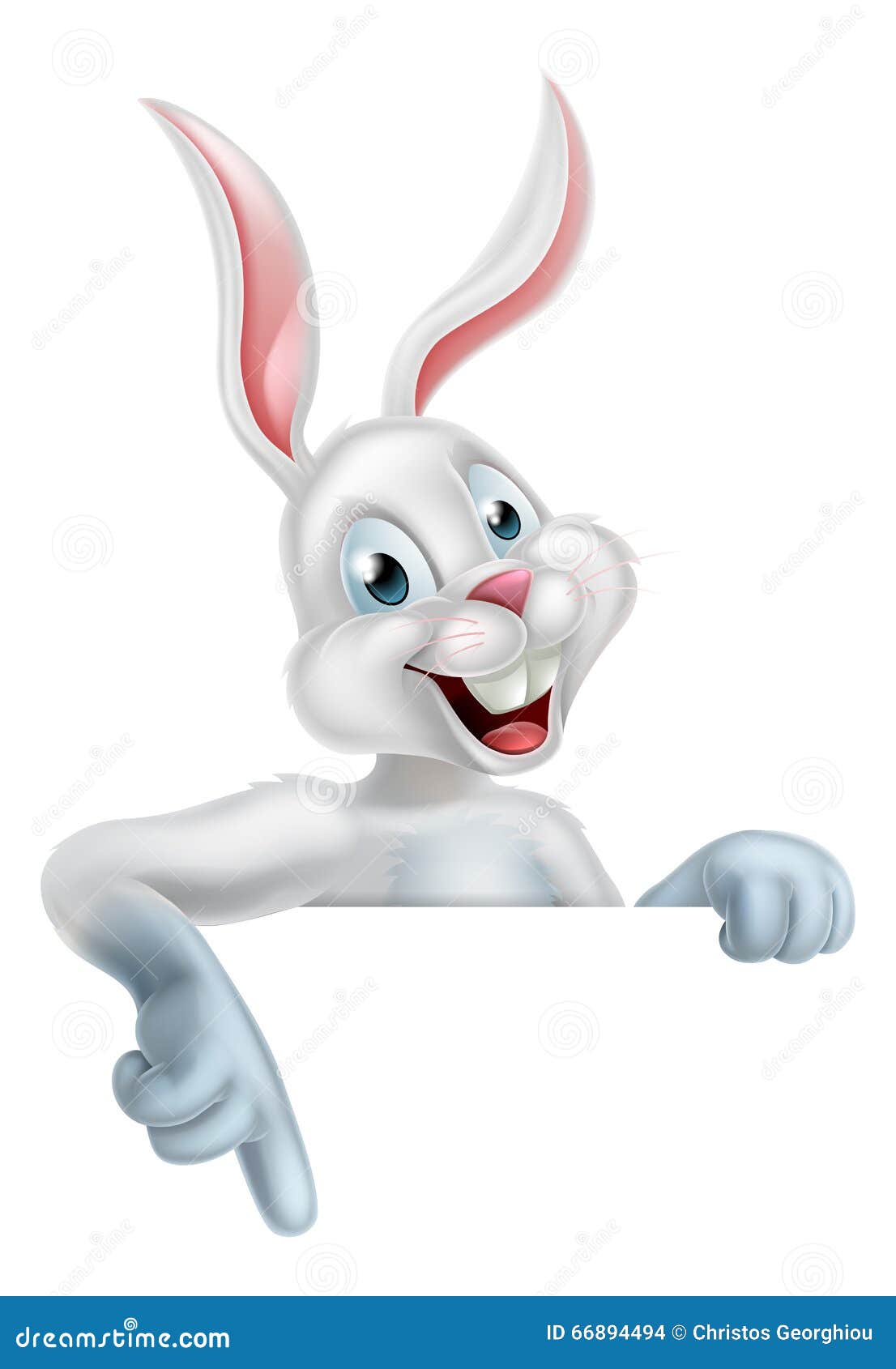 White Easter Bunny Rabbit Sign Stock Vector - Illustration of happy ...