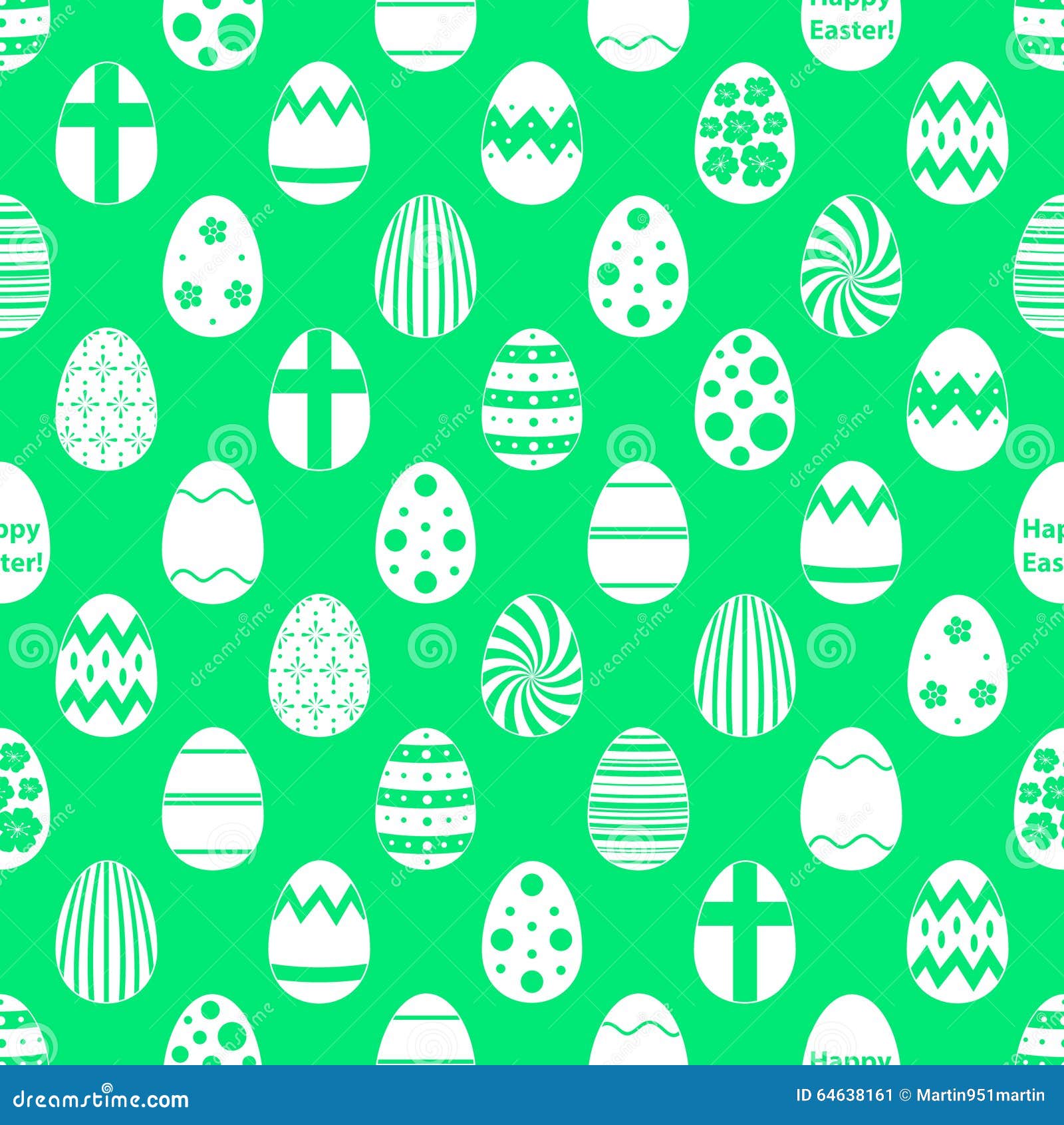 White Easter Eggs Design Seamless Green Pattern Stock Vector ...