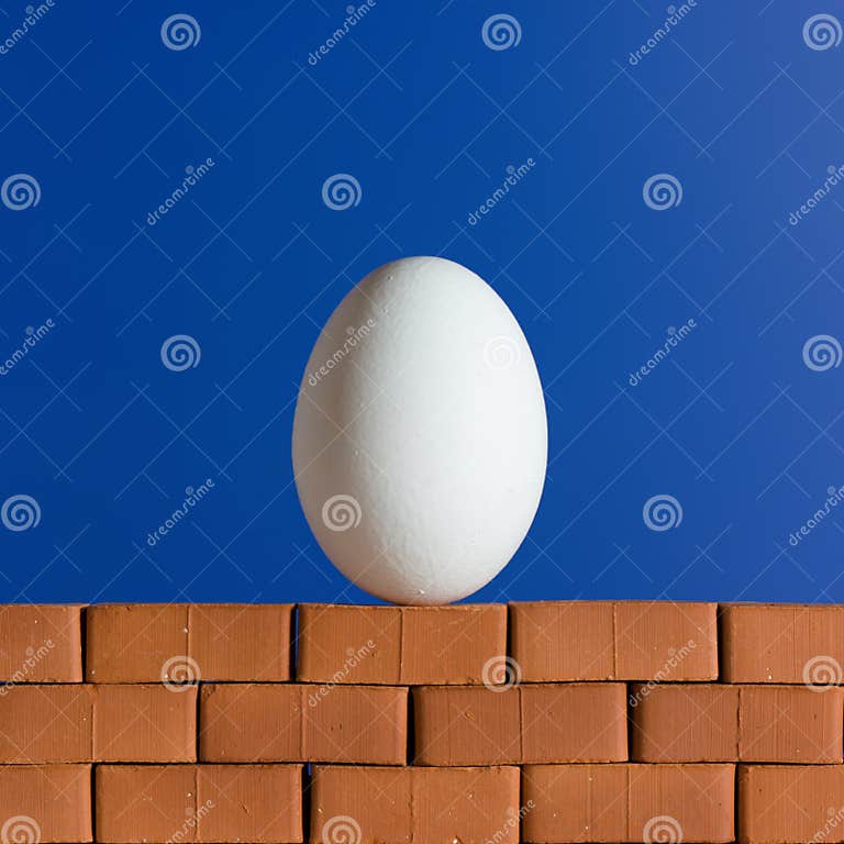 White Egg on the Red Brick Wall Stock Image - Image of texture ...