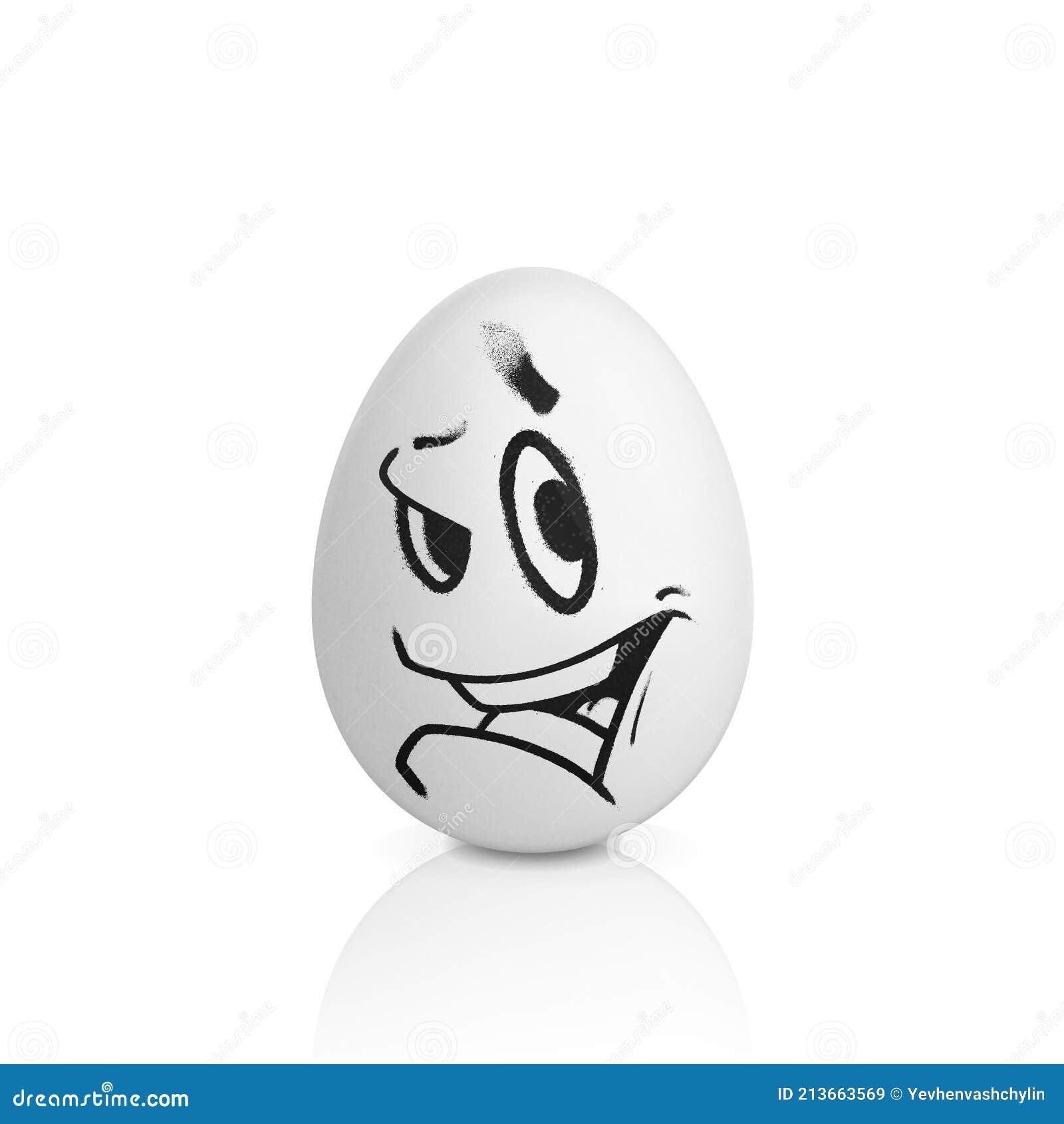 White Egg with Smiling Face Painted Spray Paint.Realistic Vector ...