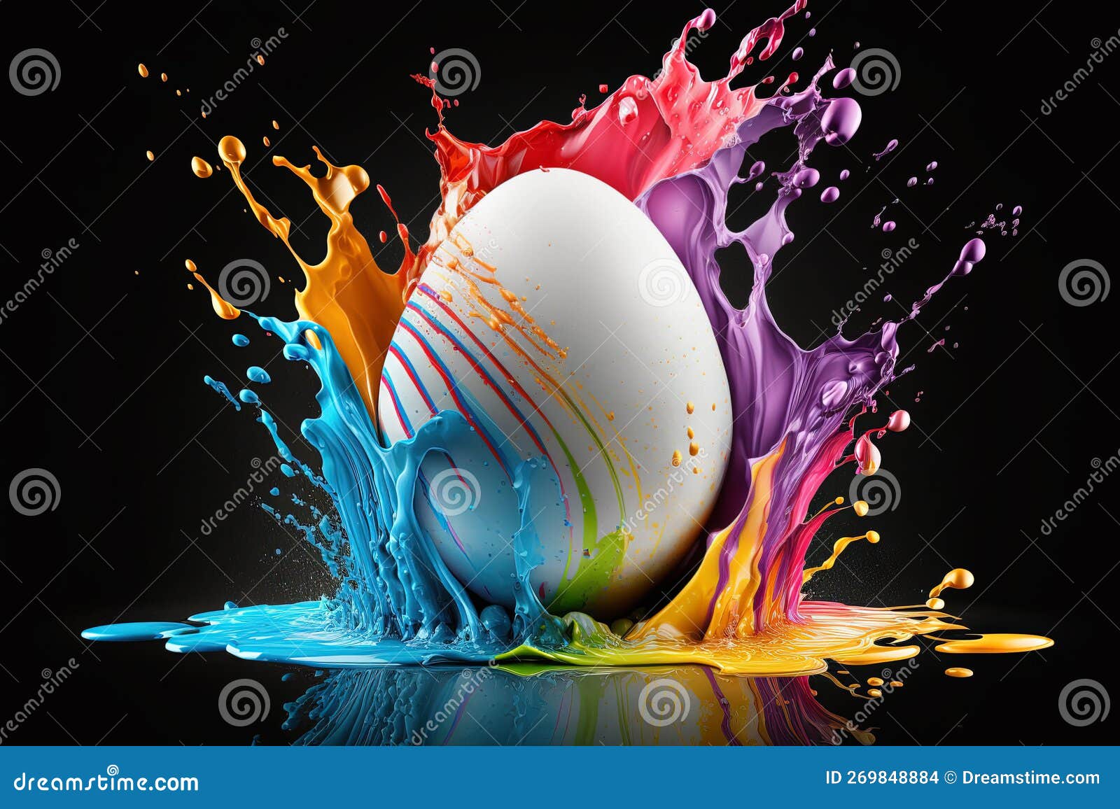 White Egg in Splash of Colors, Isolated, Happy Easter Stock ...