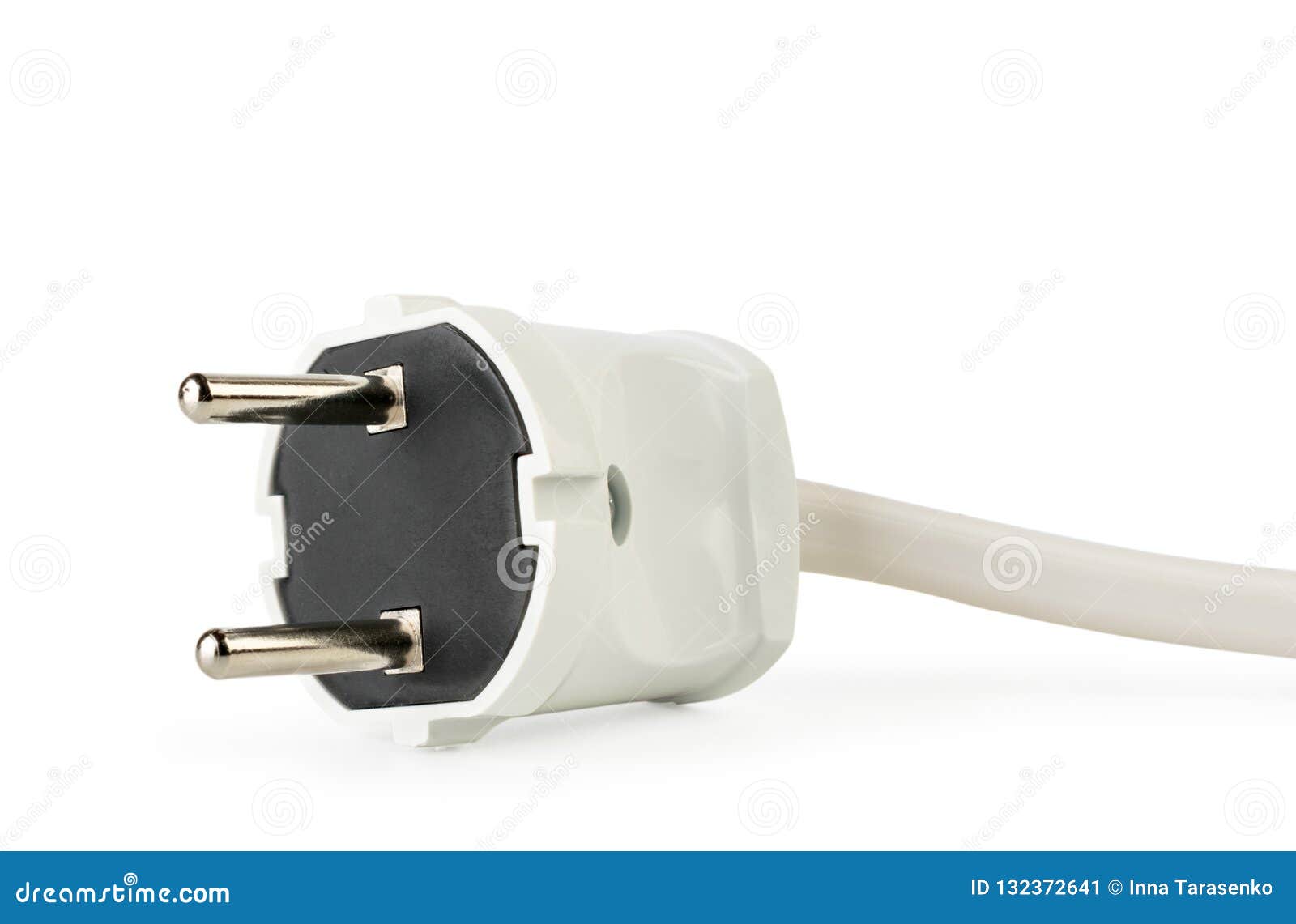 White Electric Cable Plug Close-up on a White. Isolated Stock Image ...