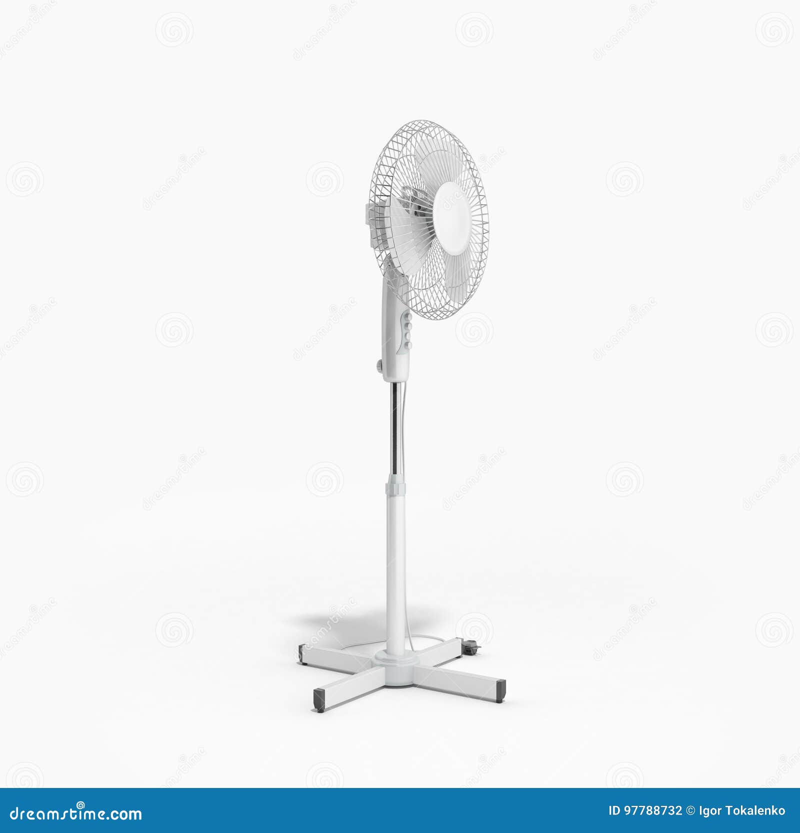 White Electric Fan 3d Render on White Background Stock Illustration ...