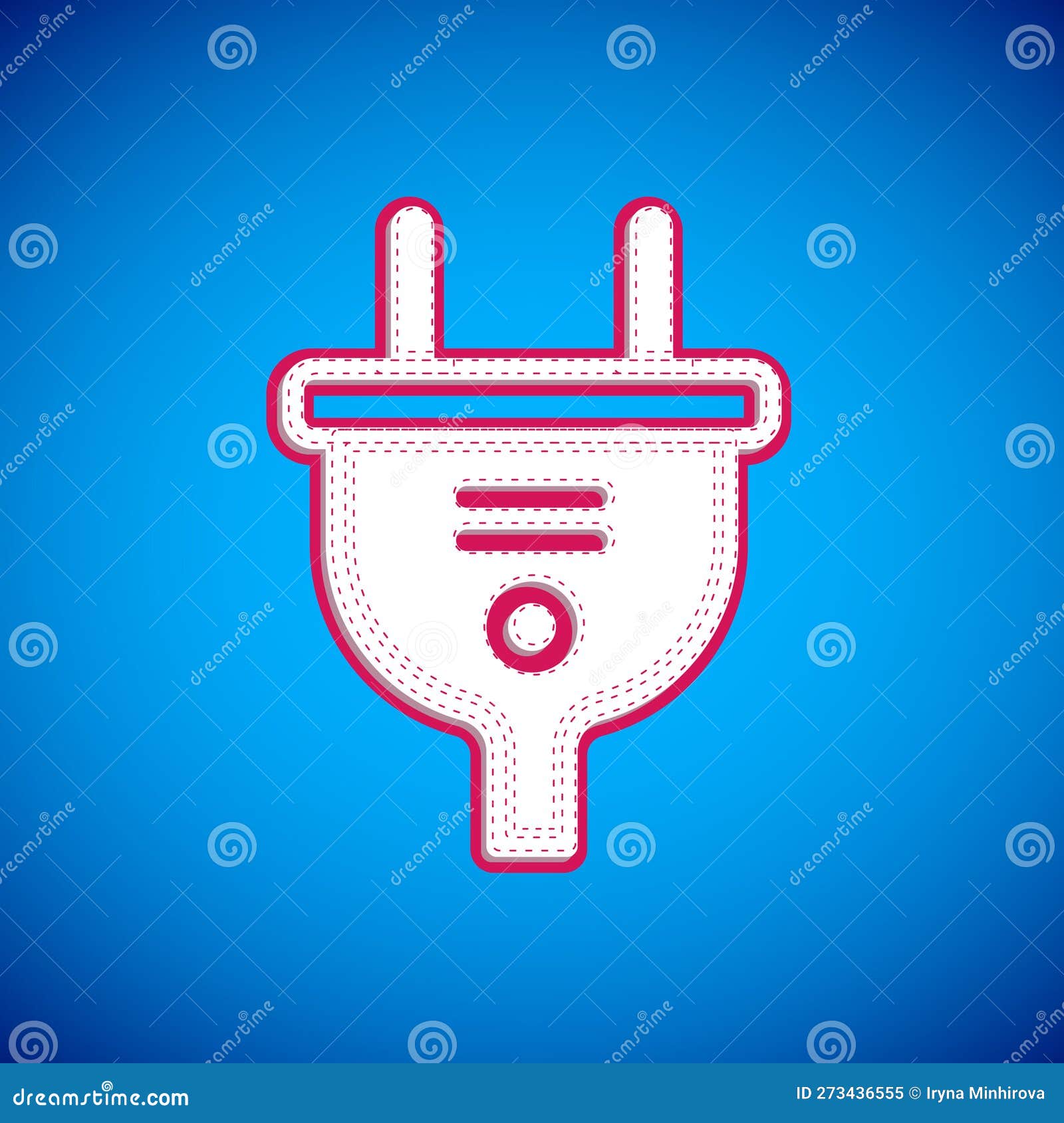 White Electric Plug Icon Isolated on Blue Background. Concept of ...
