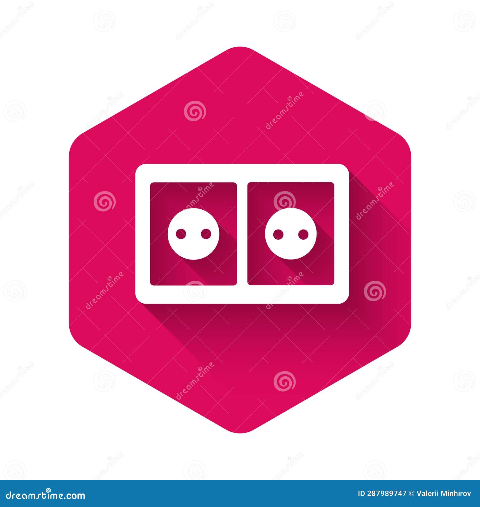 White Electrical Outlet Icon Isolated with Long Shadow. Power Socket ...