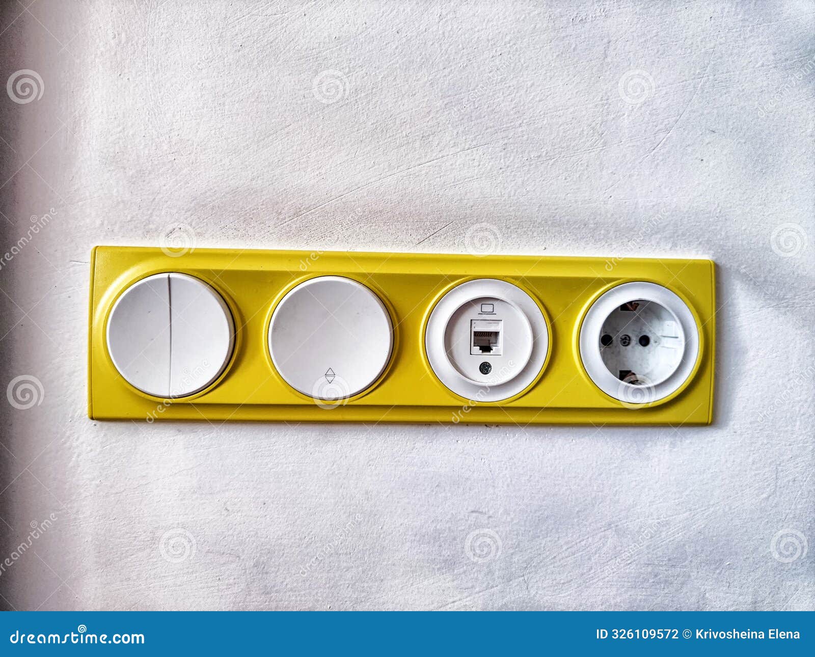 A White Electrical Outlet and Light Switch Mounted on a Textured Wall Stock Photo - Image of ...