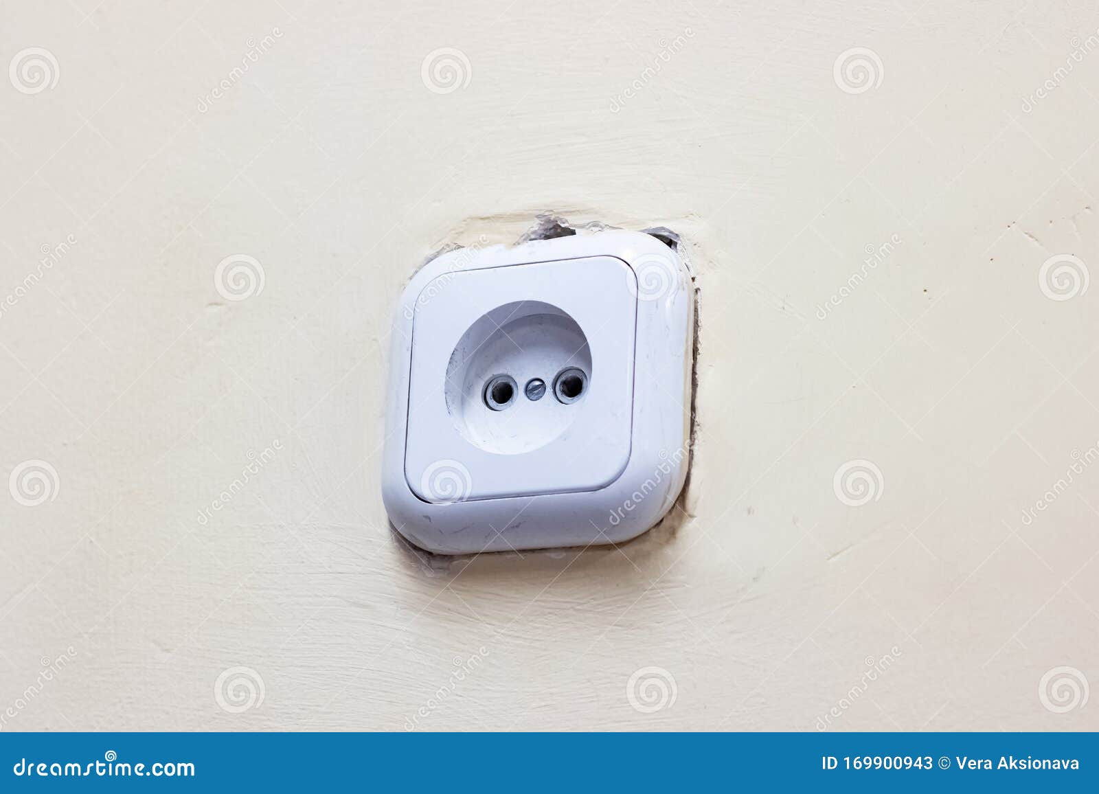 White Electrical Outlet on an Old Wall Stock Image - Image of faded ...