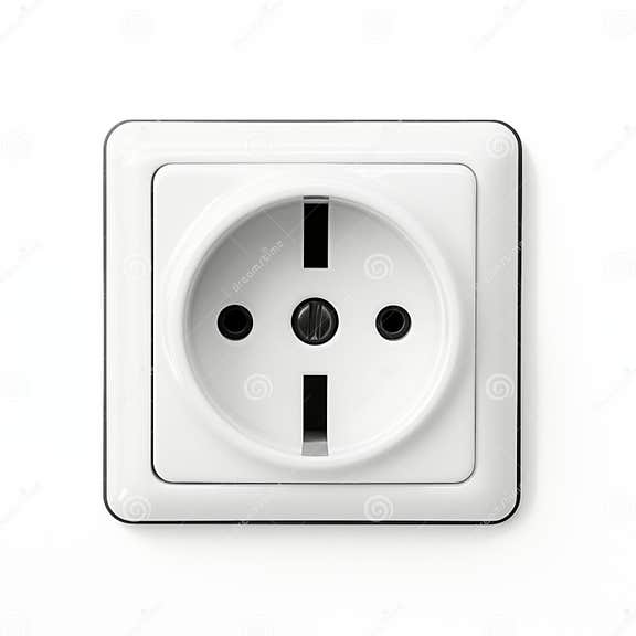 White Electrical Outlet with Universal Socket Design on Clean White ...
