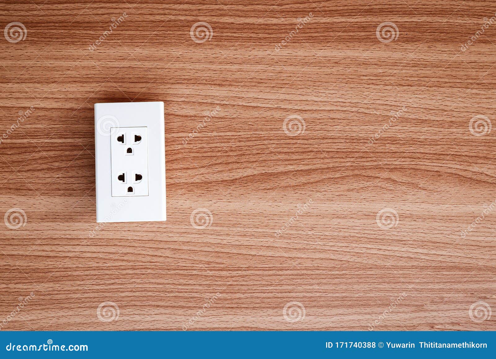 The White Electrical Plug Socket on a Wooden Wall. Stock Photo - Image ...