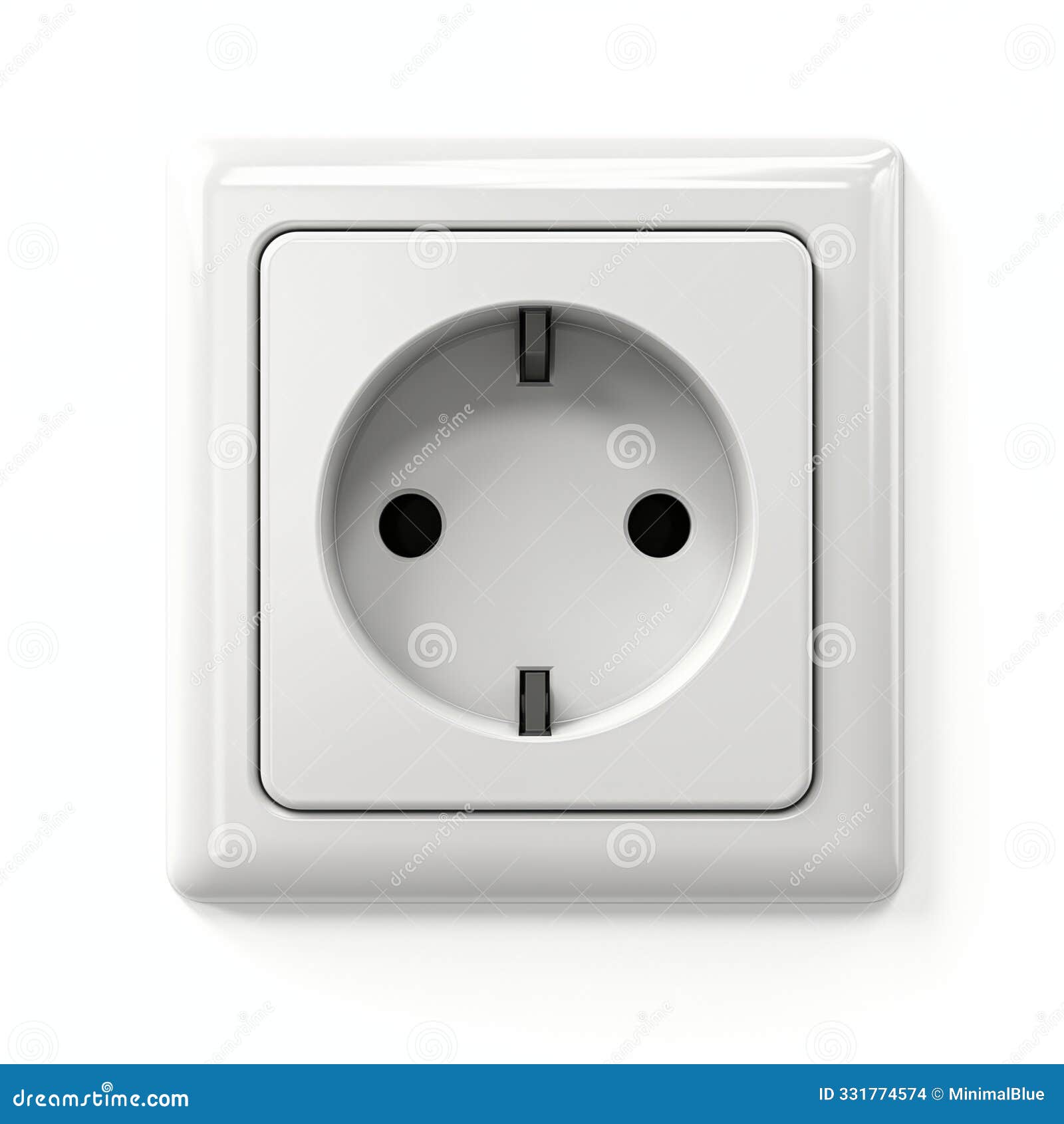 White Electrical Power Socket Outlet with Clean Design on a Plain White ...