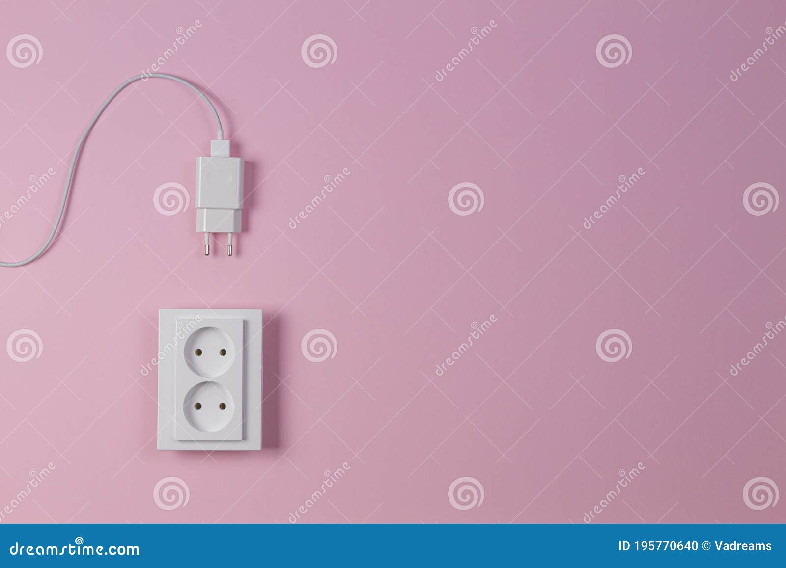 White Electrical Power Socket and Power Plug on Light Pink Background ...