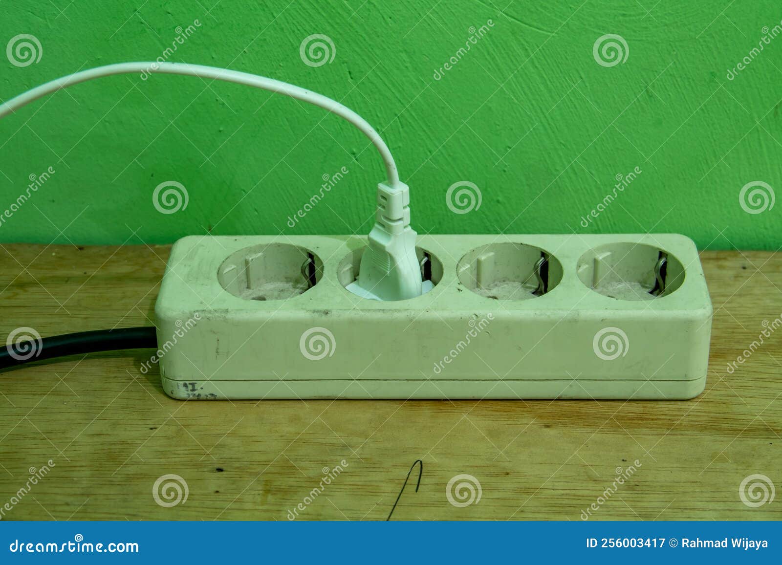 The White Electrical Socket on the Wooden Table Stock Image - Image of ...