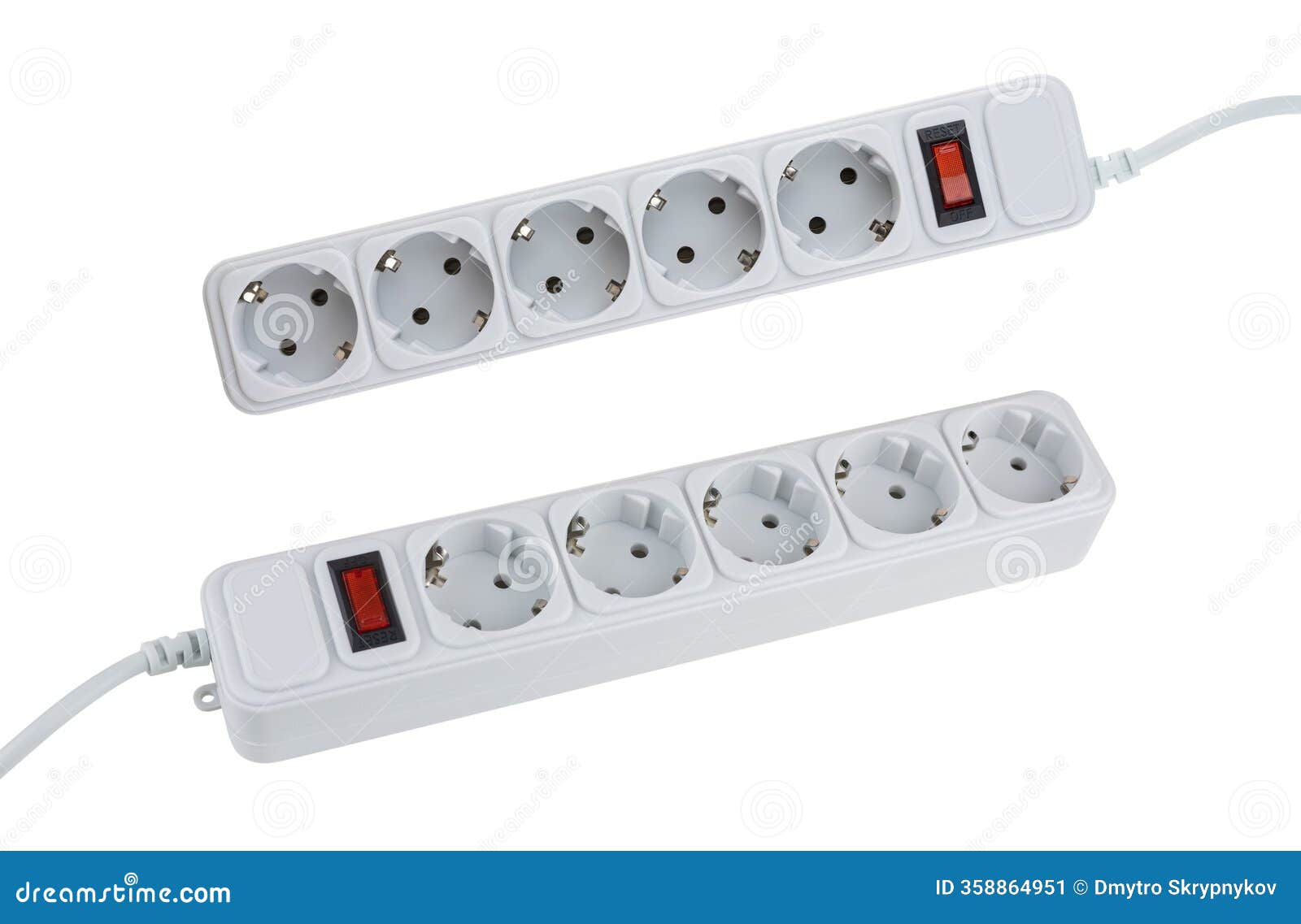 White Electrical Surge Protector with Five Sockets Stock Image - Image ...