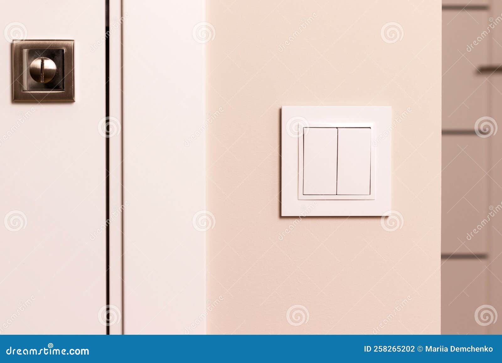 White Electrical Switch on Beige Wall Stock Photo - Image of european ...