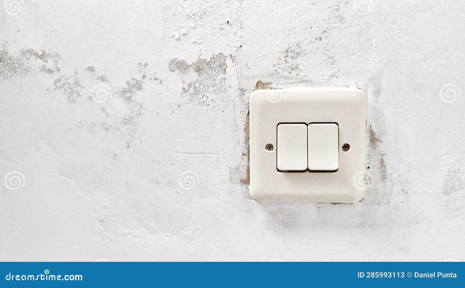 White Electrical Switch on White Wall with Some Peeled Off Paint Stock ...