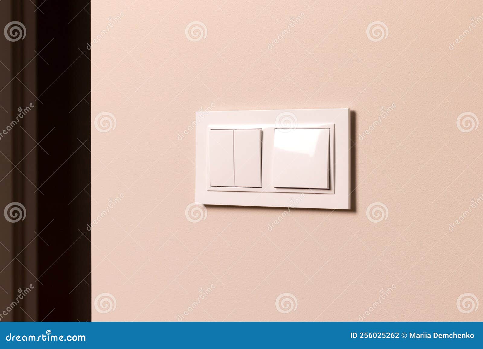 White Electrical Switches on Beige Wall Stock Photo - Image of ...