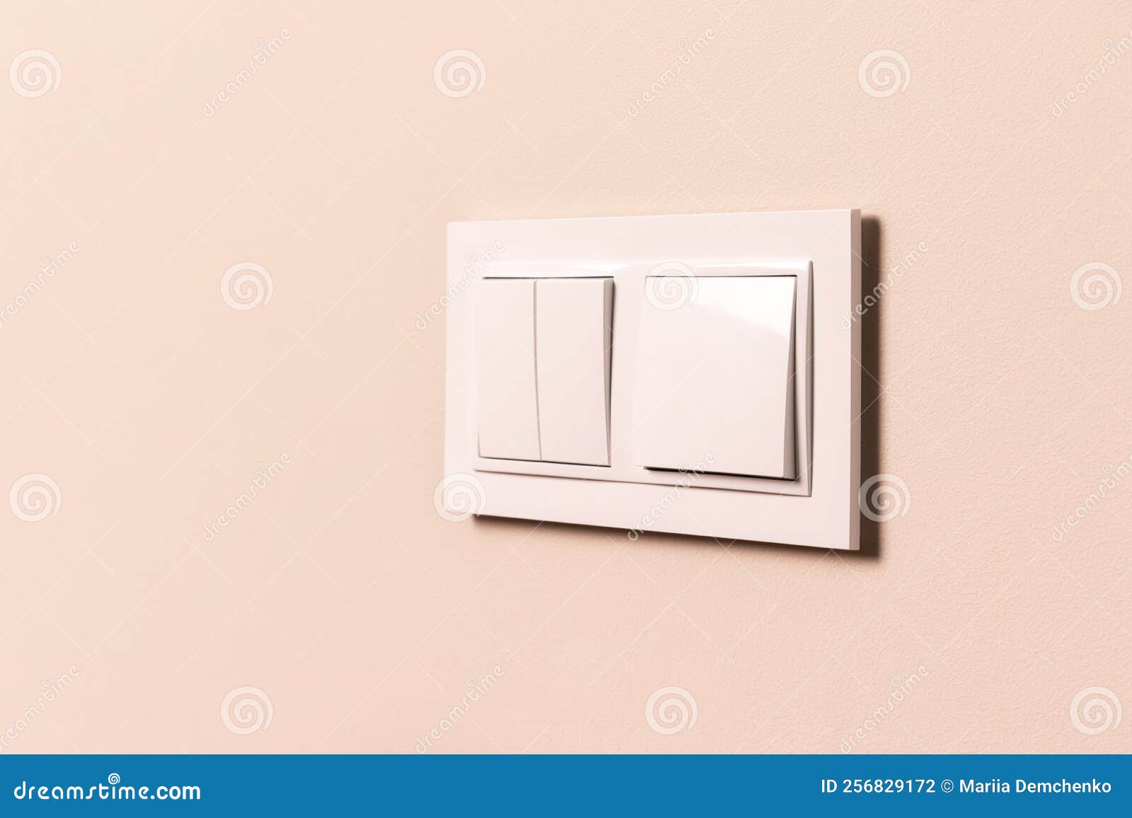 White Electrical Switches on Beige Wall Stock Photo - Image of ...