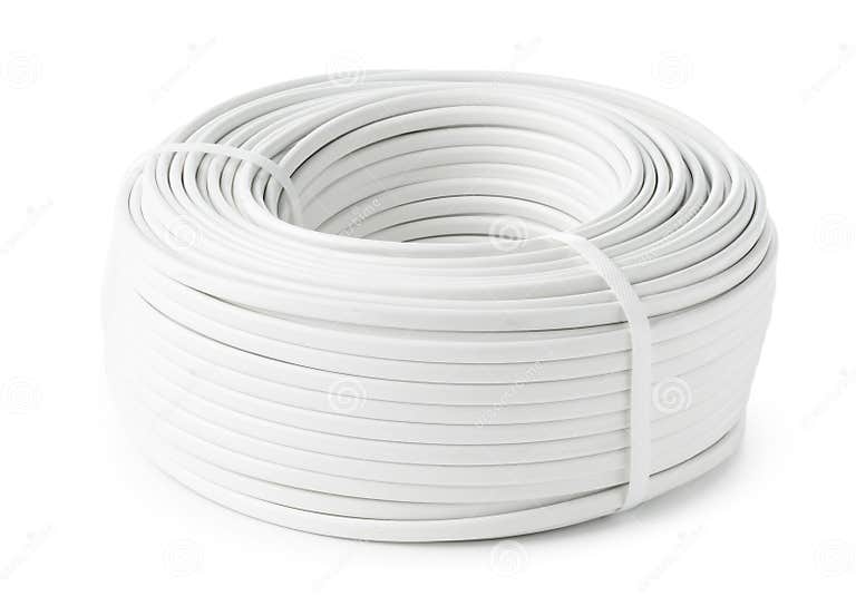 White Electrical Wire Roll Isolated on White Background Stock Photo ...