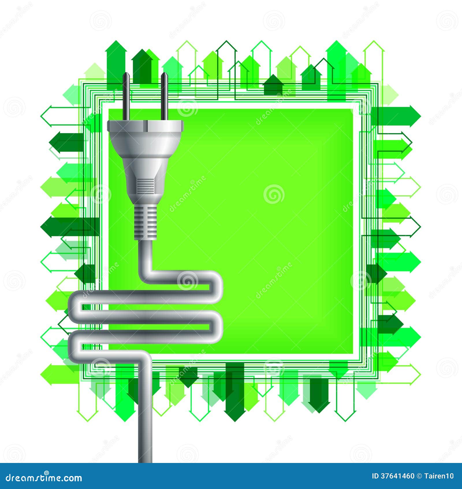 White Electricity Plug Over the Square with Buildings Stock Vector ...