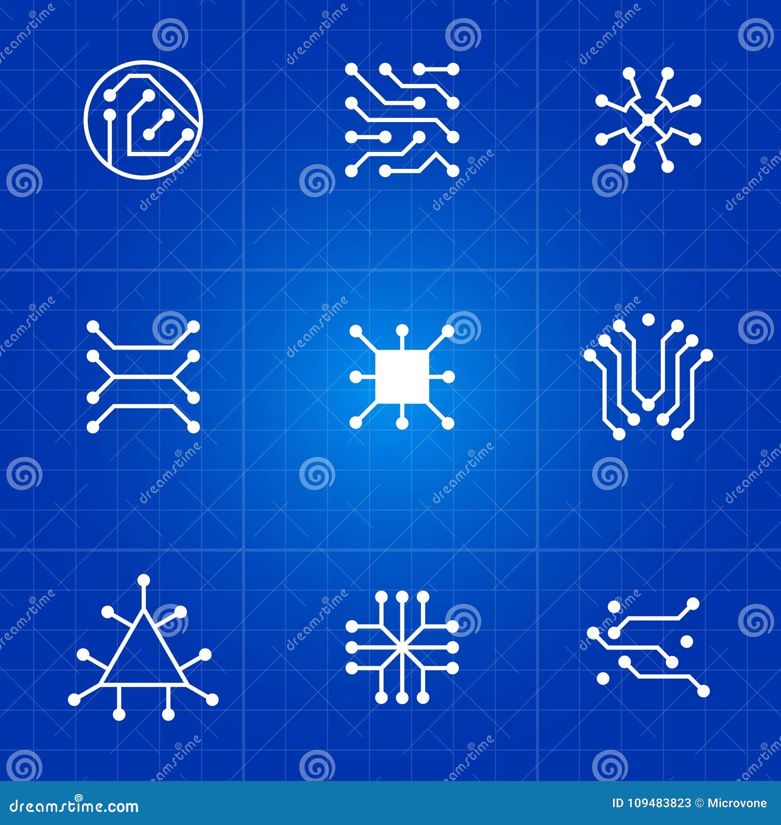 White Electronic Computer Chip Circuit and Motherboard Equipment Vector ...