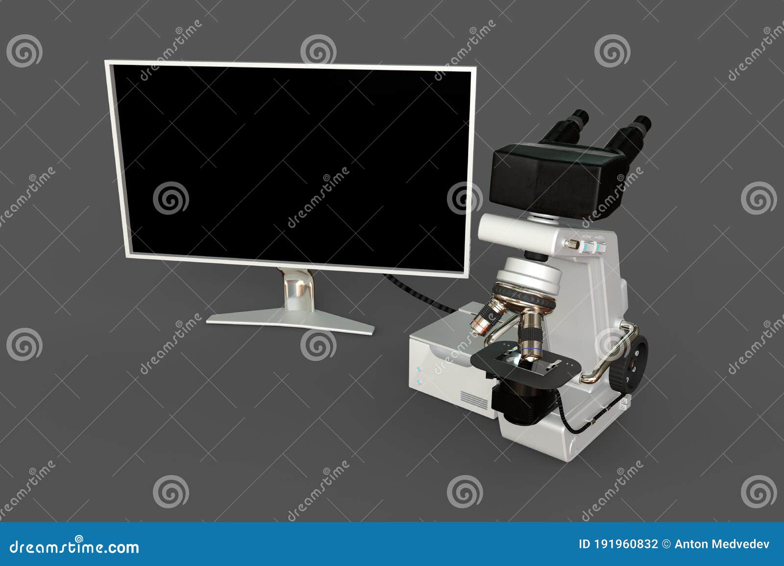 Electronic Microscope And Cpu Block With Fictional Design Isolated On ...