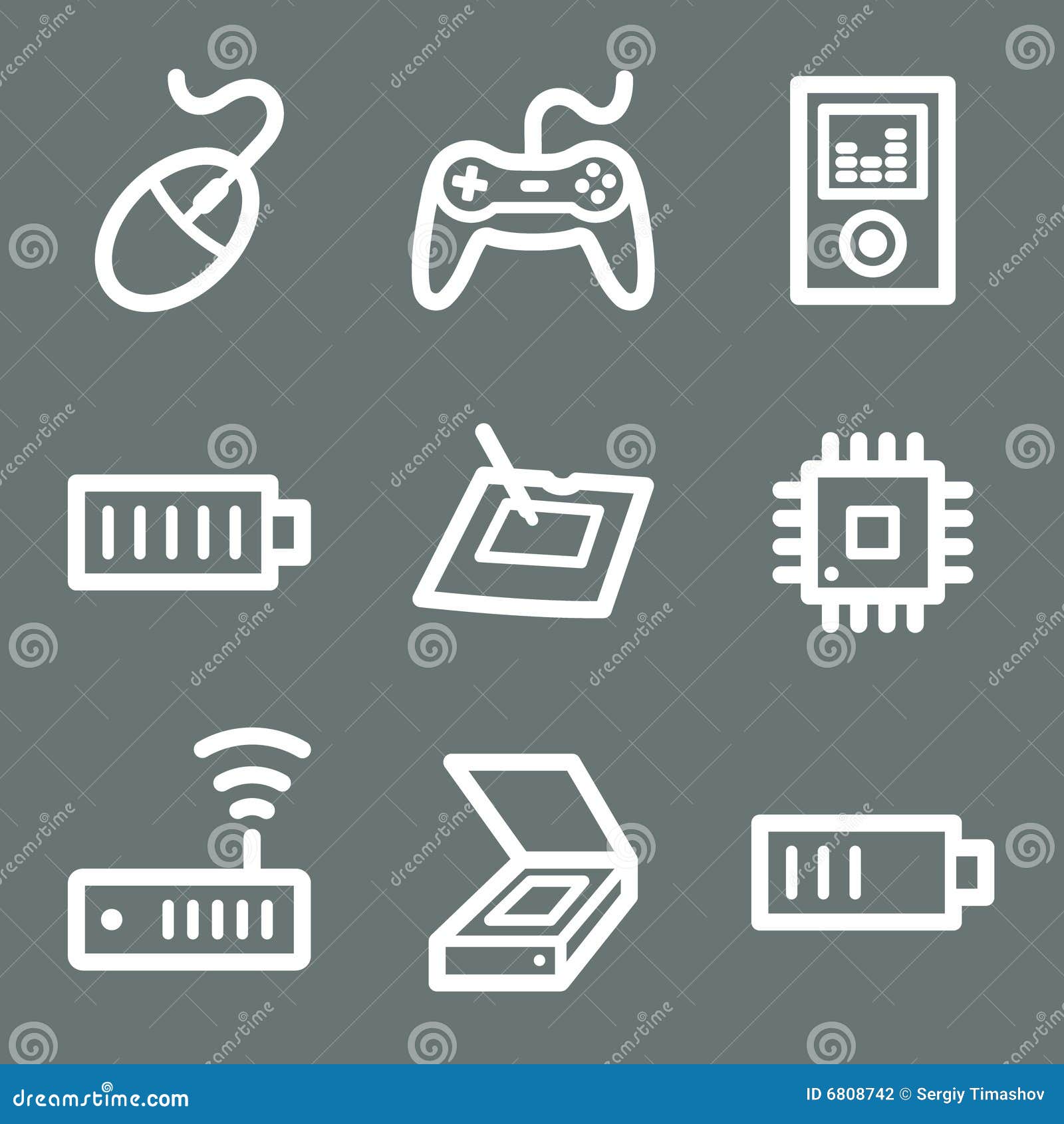 White Electronics Web Icons 2 Stock Vector - Illustration of mouse ...