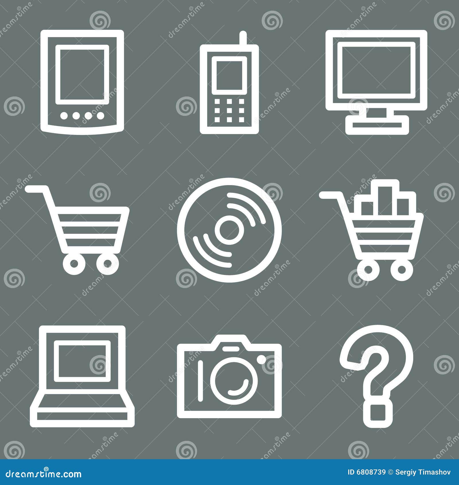 White Electronics Web Icons Stock Vector - Illustration of order ...