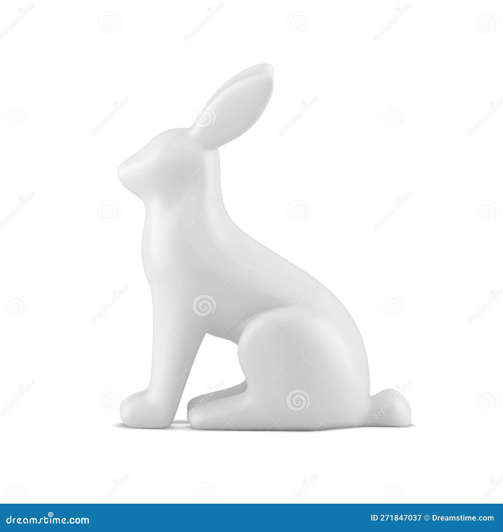 White Elegant Sitting Rabbit Easter Statuette Decorative Design Side ...