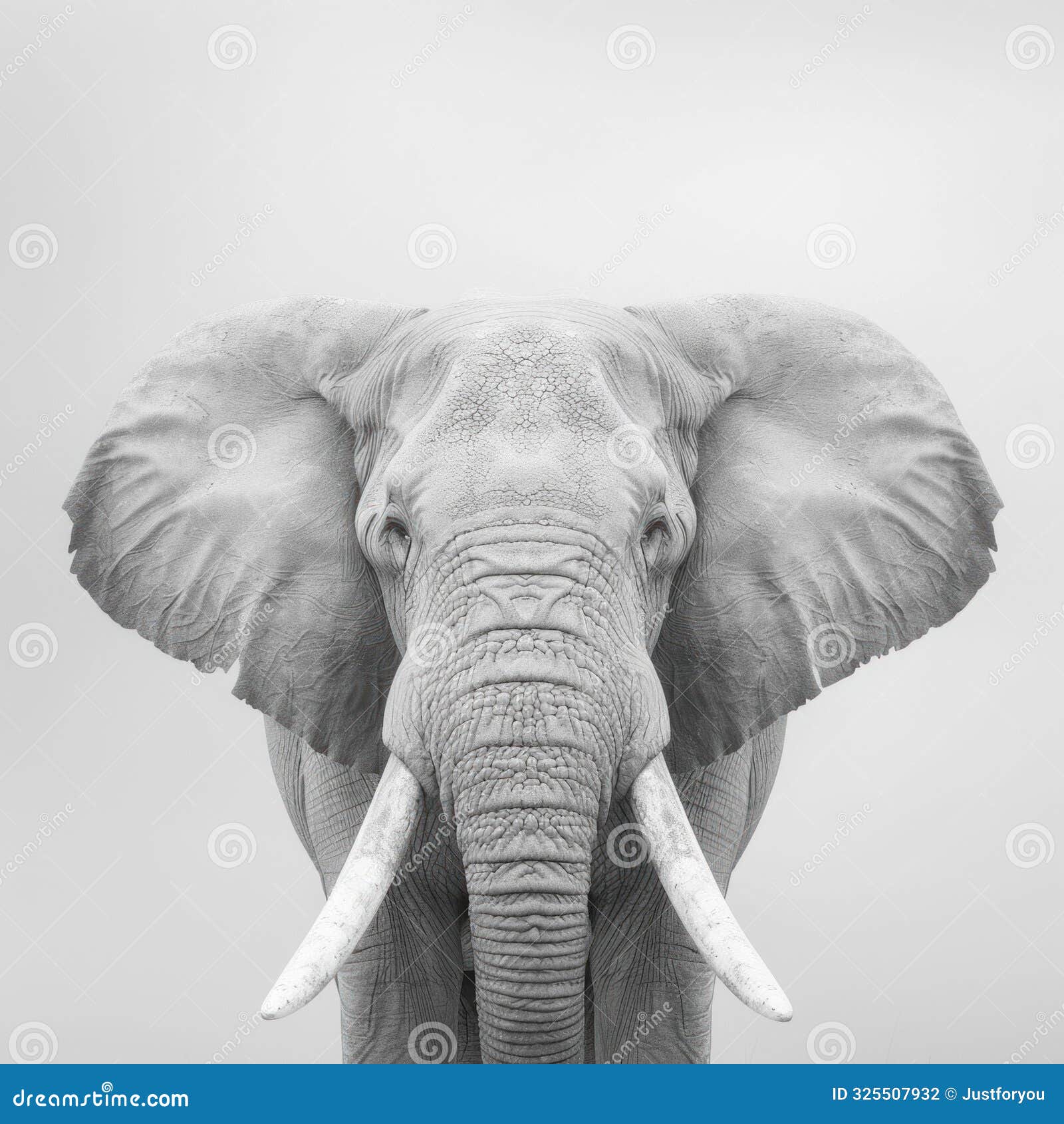 White Elephant Facing Forward on Plain Background. Generative Ai Stock ...